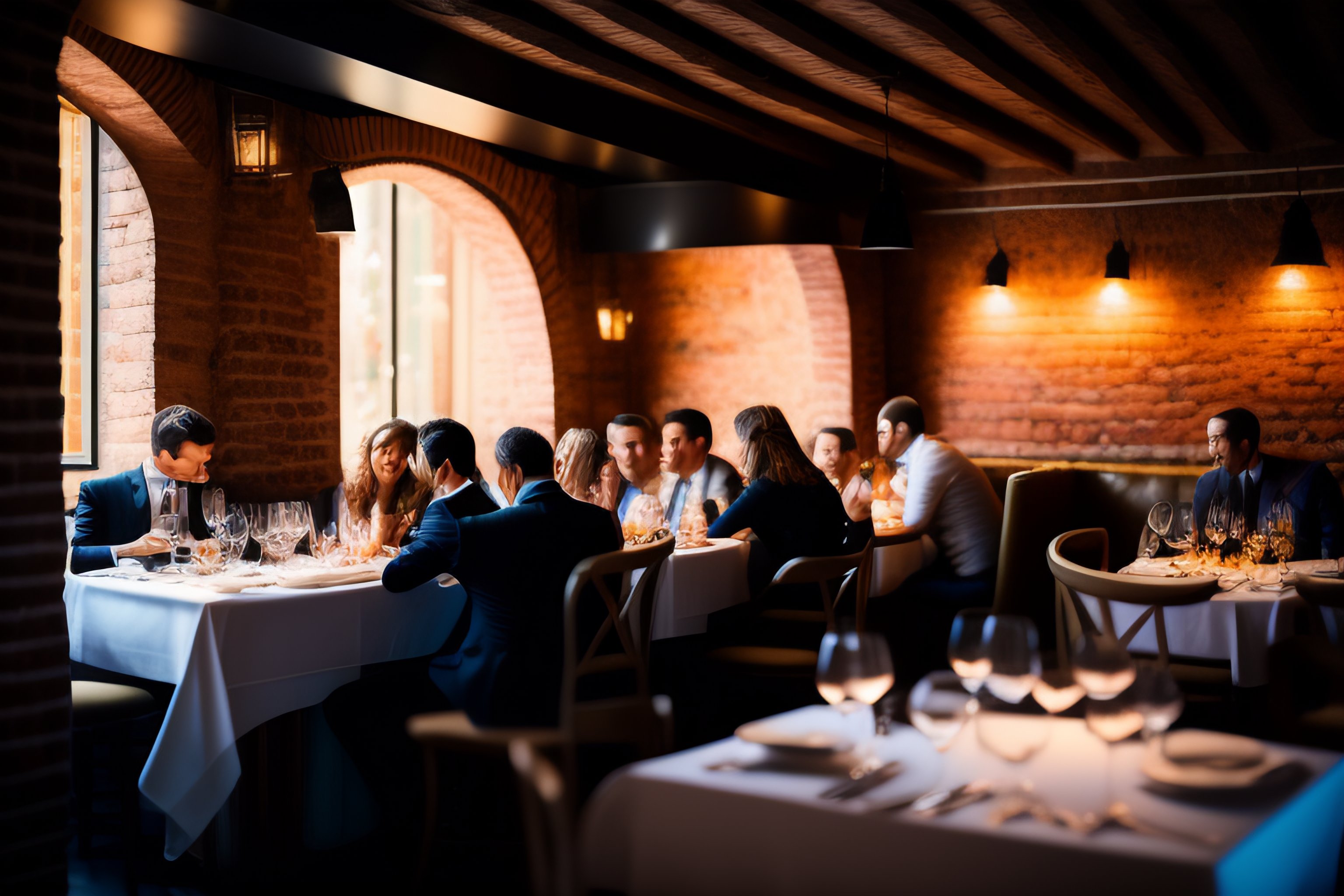 Lexica - An Italian restaurant, brick walls, indoor, photography, less ...