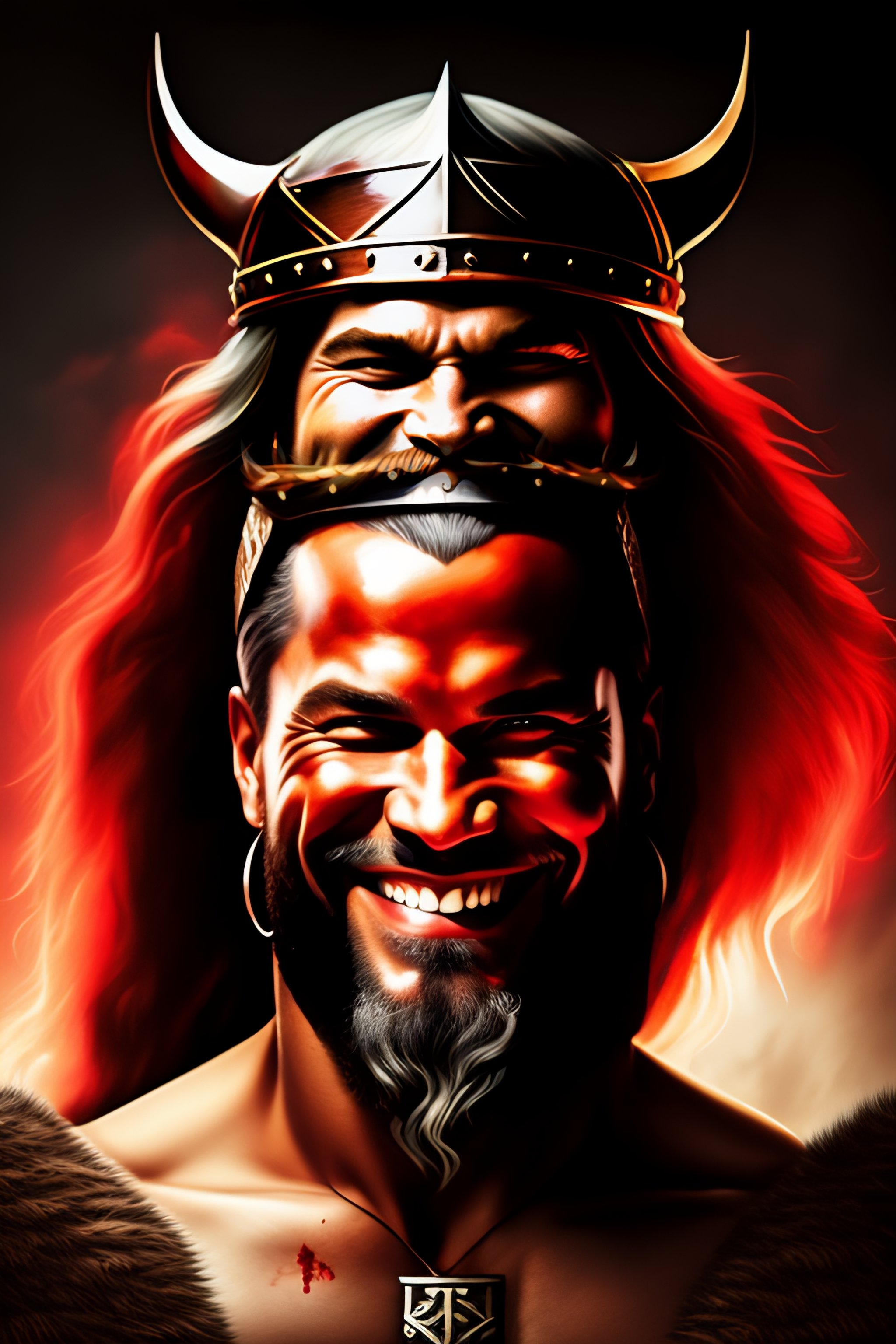 Lexica - Portrait of viking, evil, smile, blood