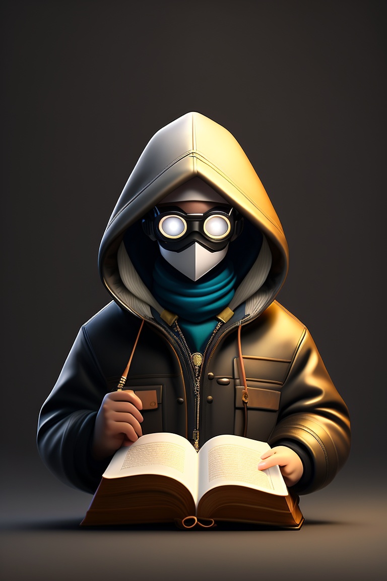 Lexica - Black and white character, hooded, nerd, story teller ...