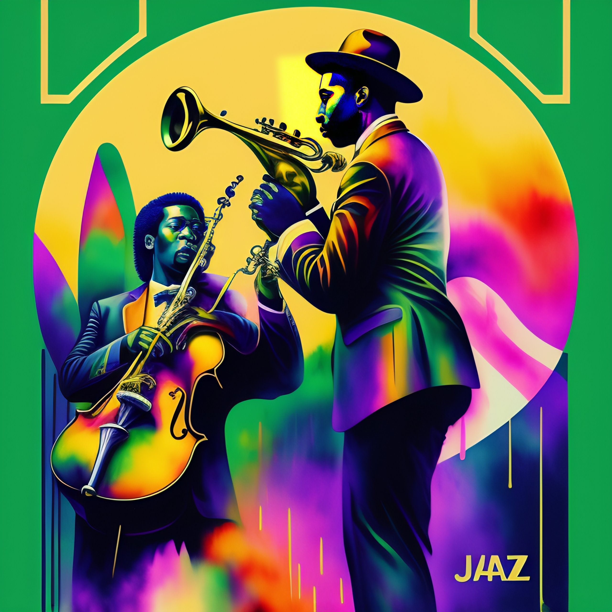 Lexica - Jazz poster with a jazz band on a club stage in a performing ...