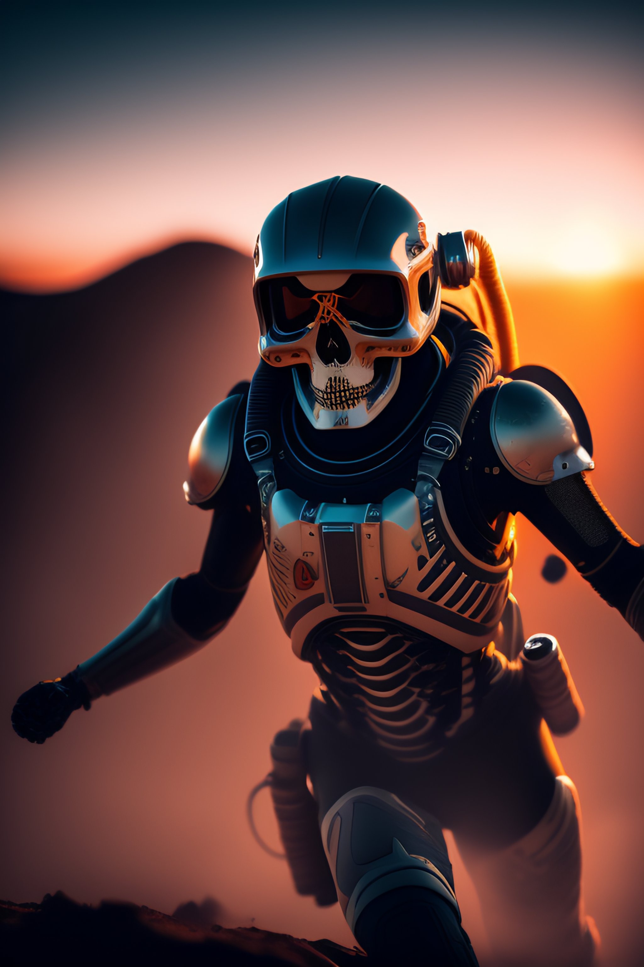 Lexica - Action shot of a skeleton astronaut, cinematic lighting ...