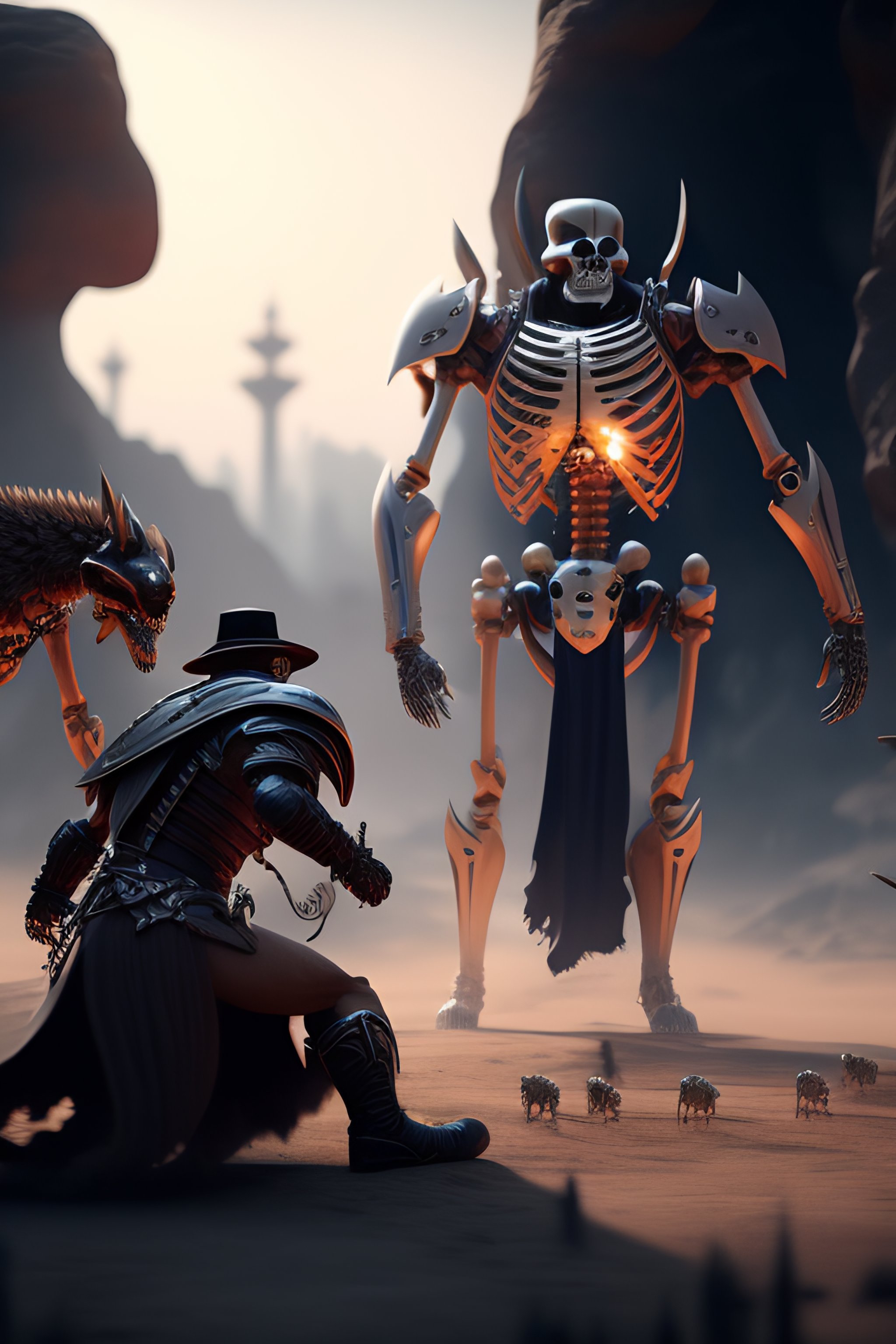 Lexica - A battle between skeletons and humans, ultra realistic, artstation