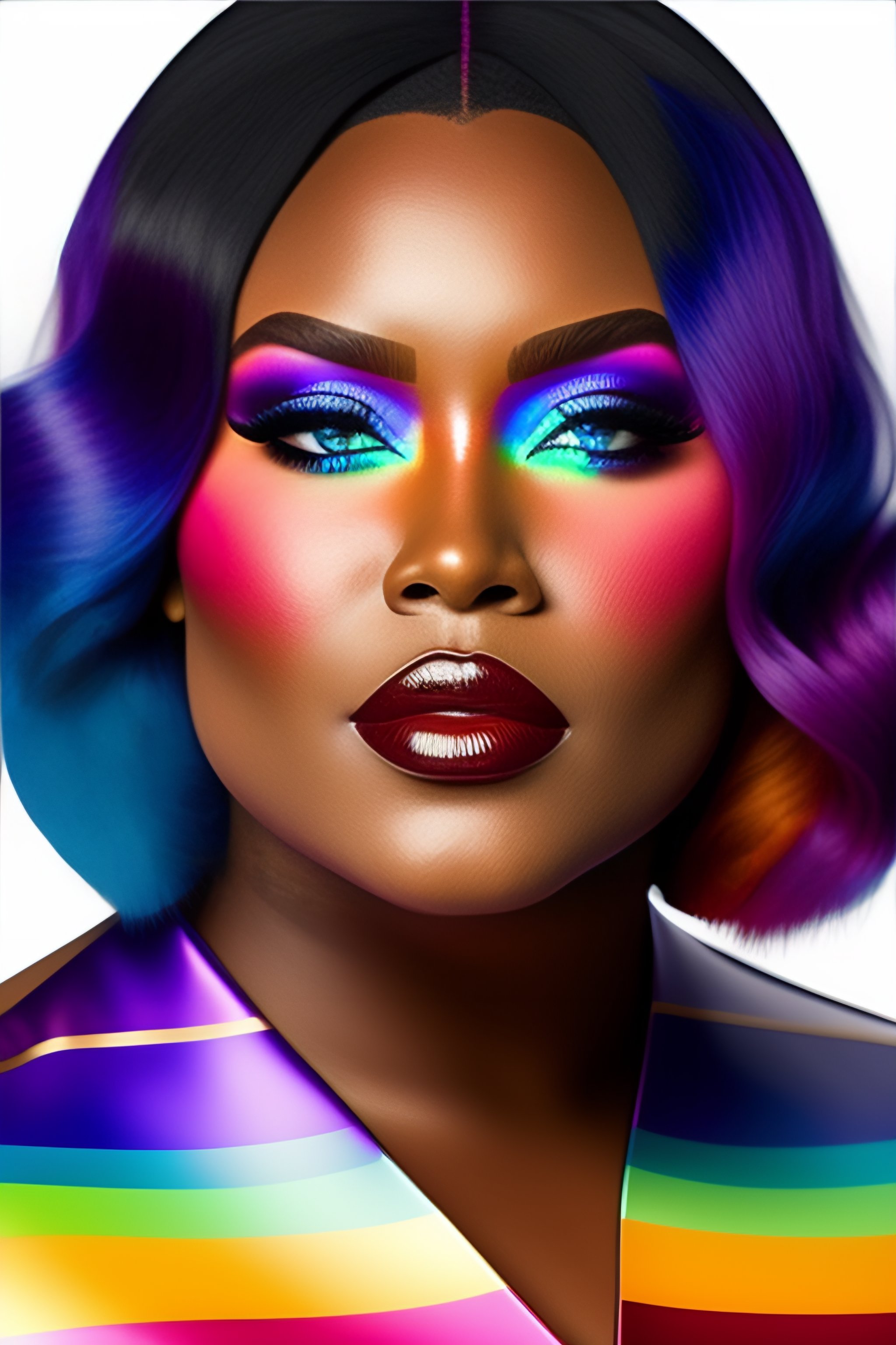 Lexica - Plus size model transgener layboy rainbow color make up