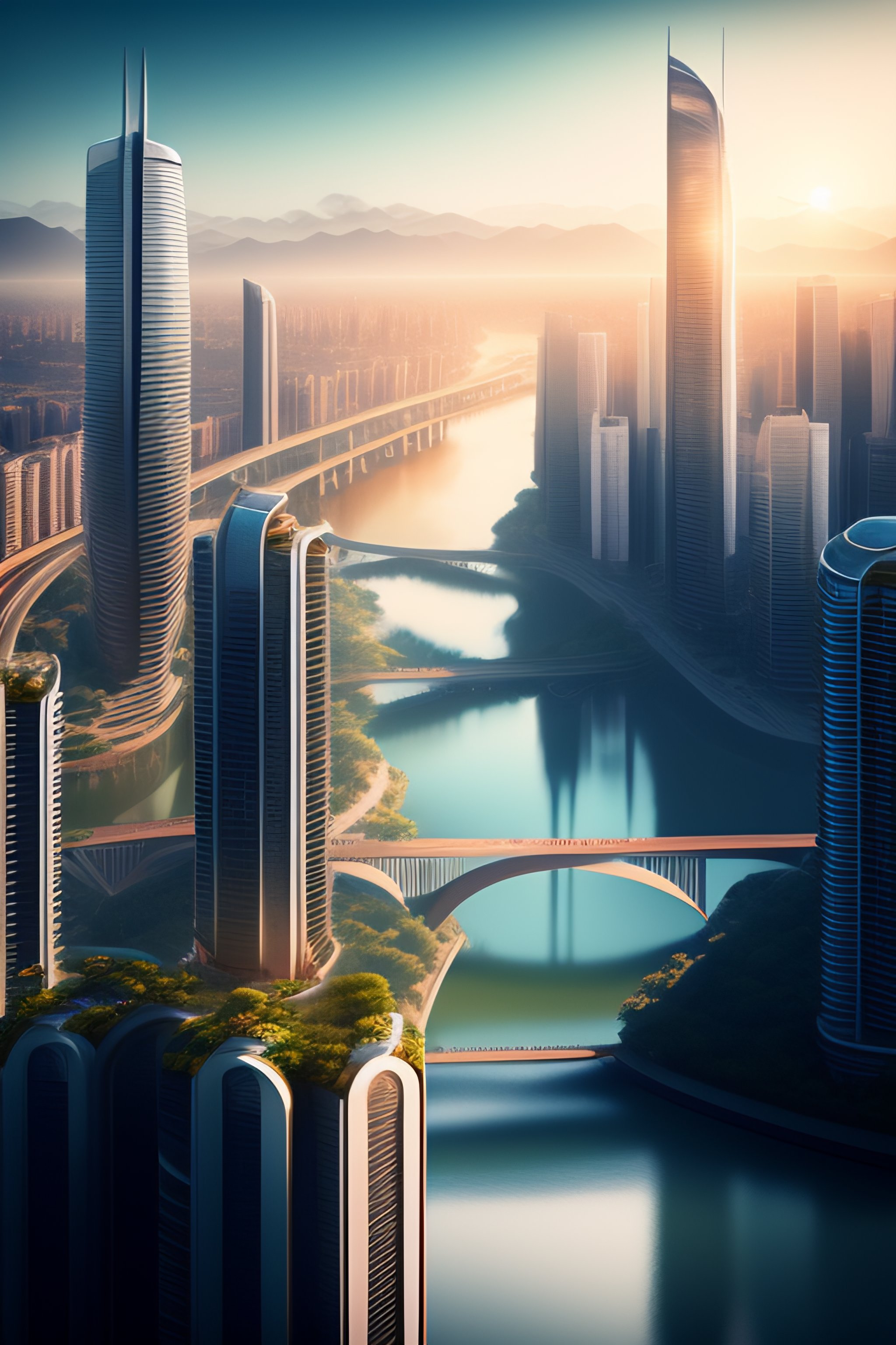 Lexica - Photo of the Vista over a beautiful intricate biomorphic ...