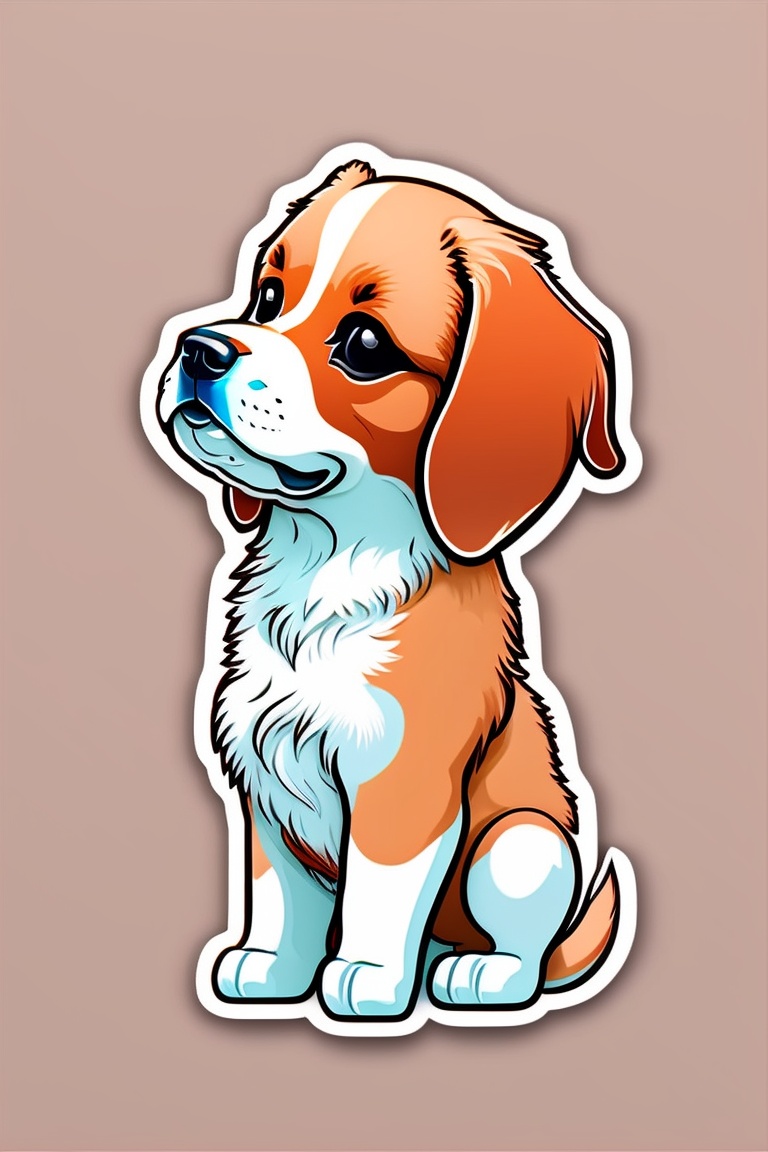 Lexica - Cute anime dog sticker, anime style, solid backgound color