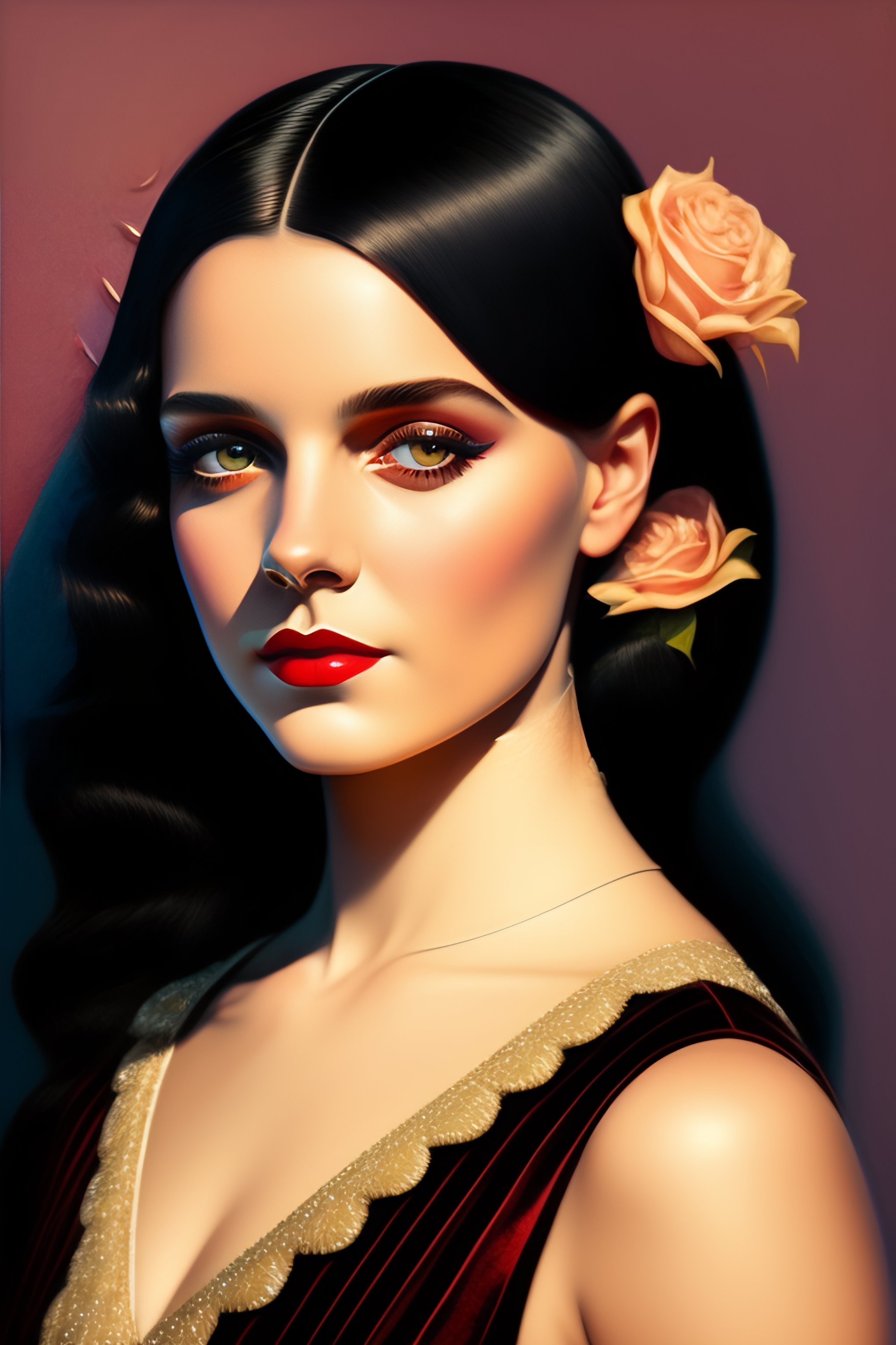 Lexica - Portrait of Wednesday Addams in art deco Style by Elias ...