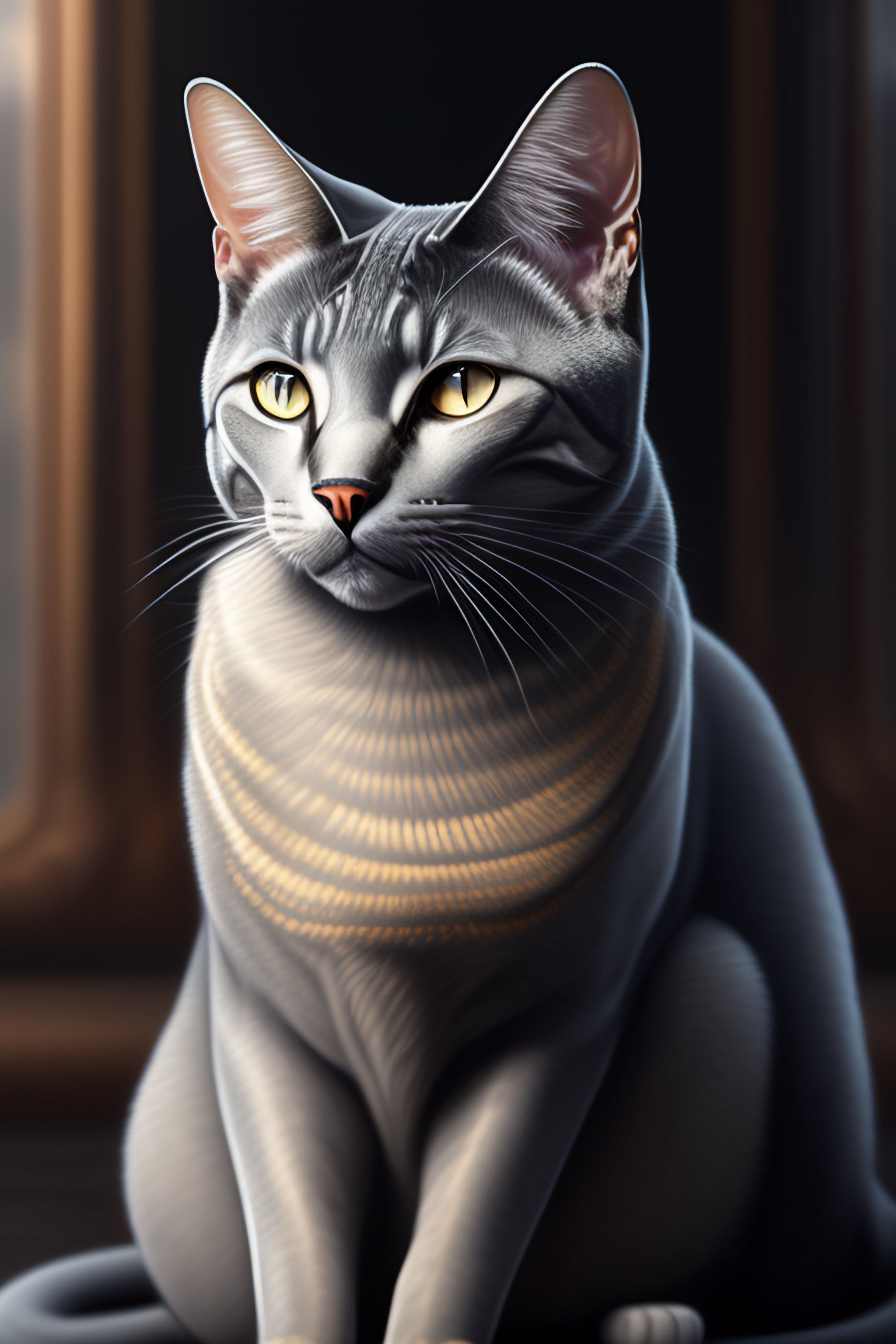 Lexica - A gray cat digital painting, unreal engine, blender art by ...