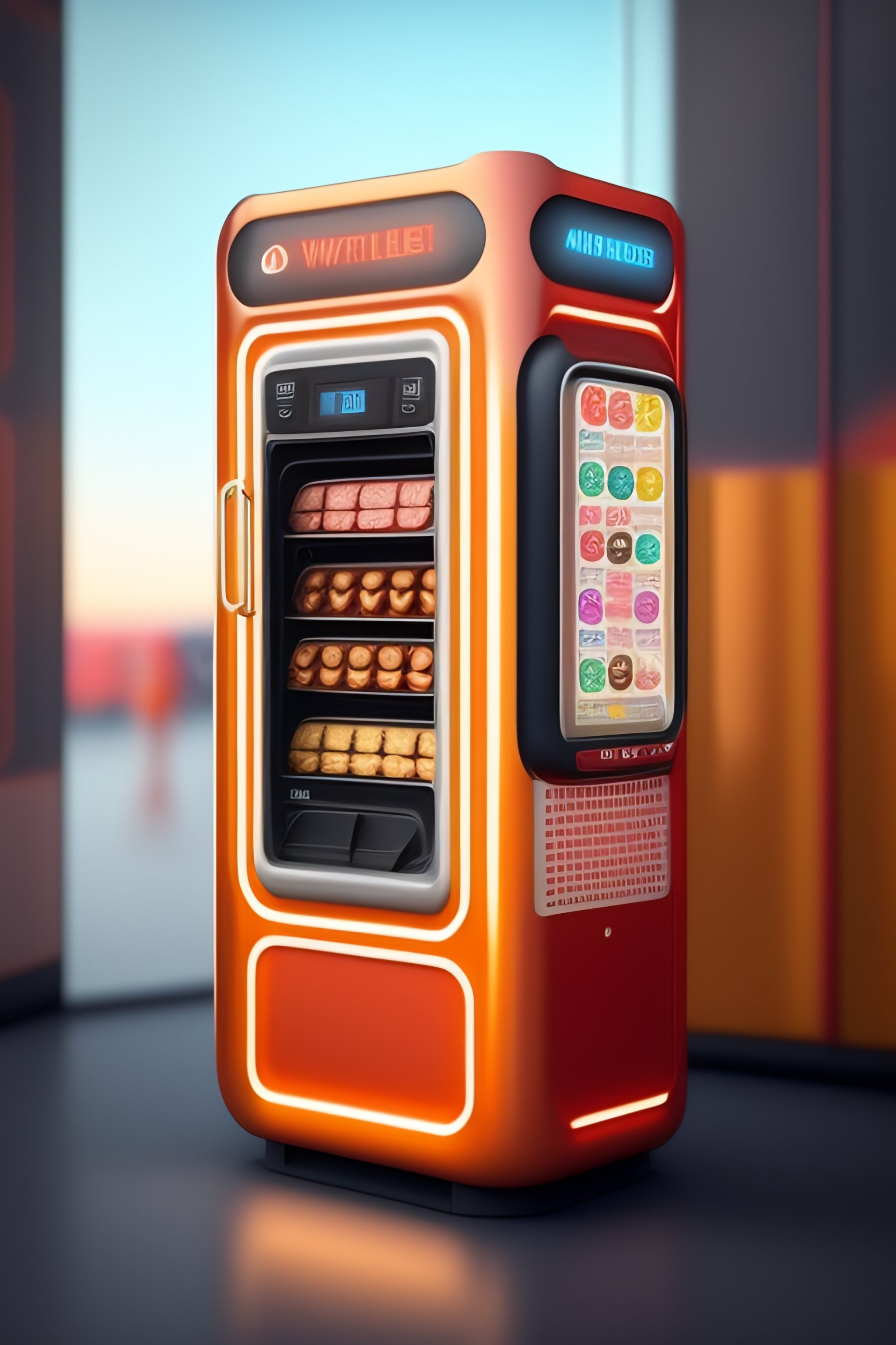 Lexica - A waffle vending machine, cute. Concept art illustration