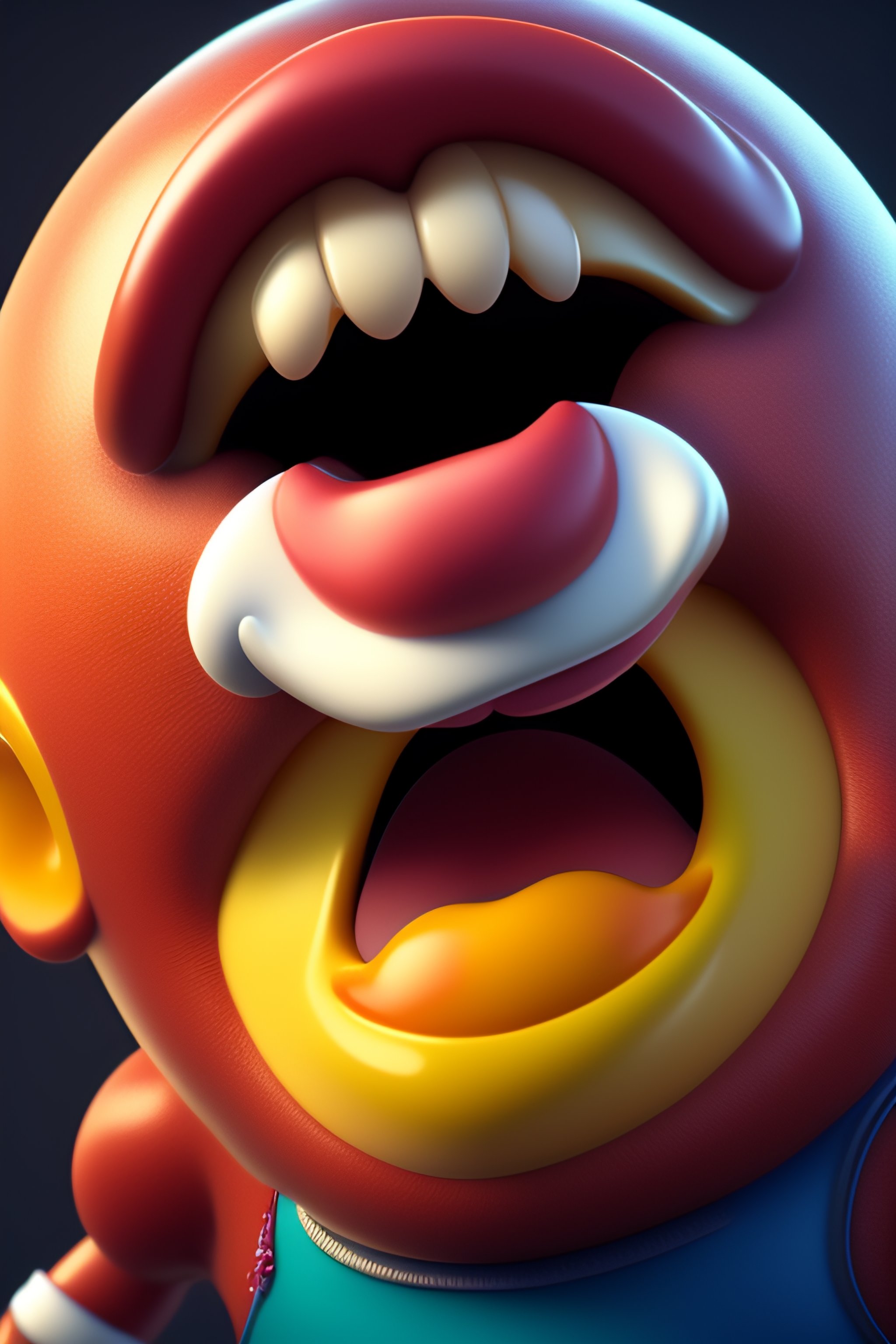 Lexica - 3d render cute character laughing big mouth