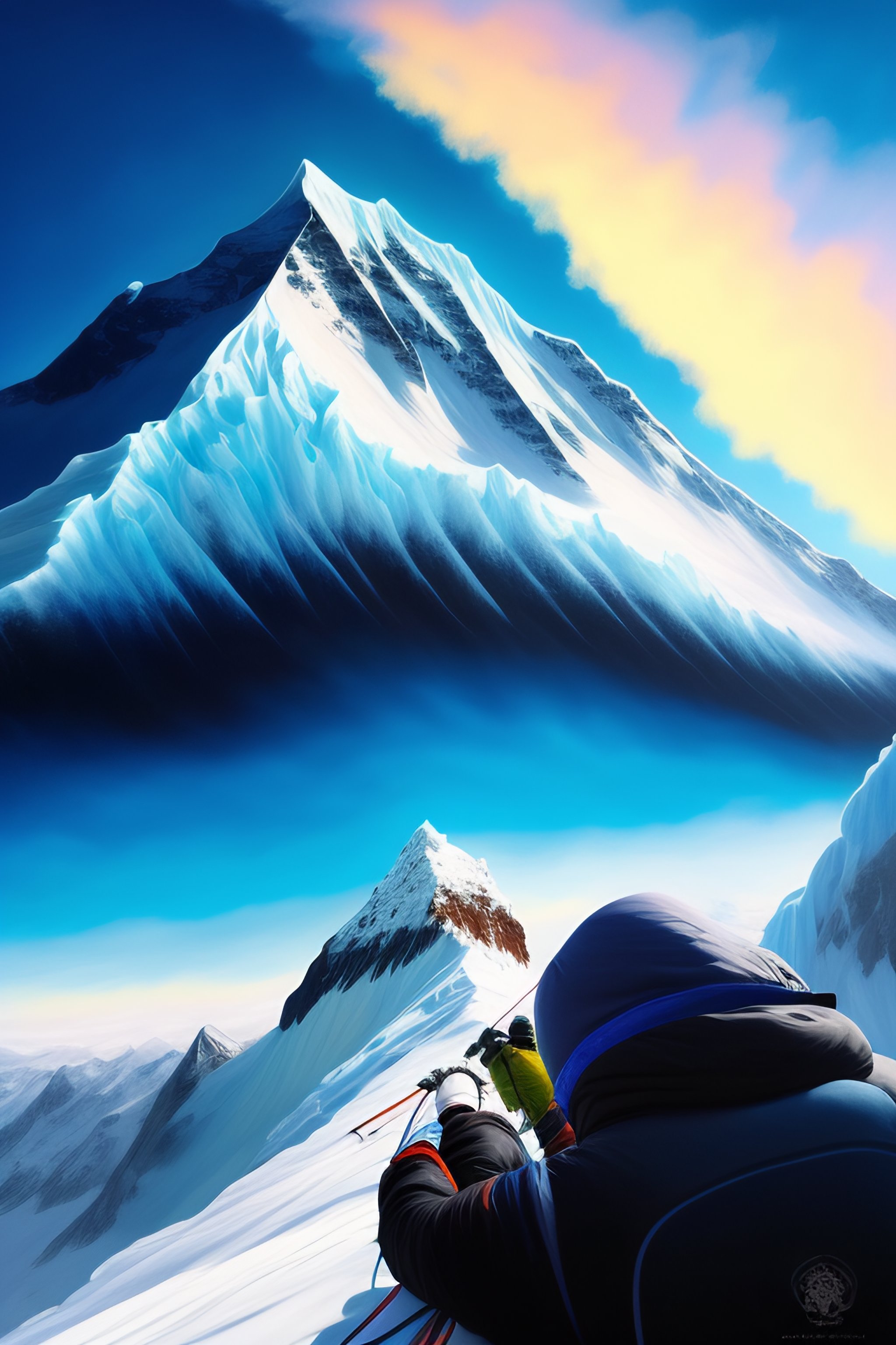 Lexica - Create Painting Yeti climbing Mt Everest