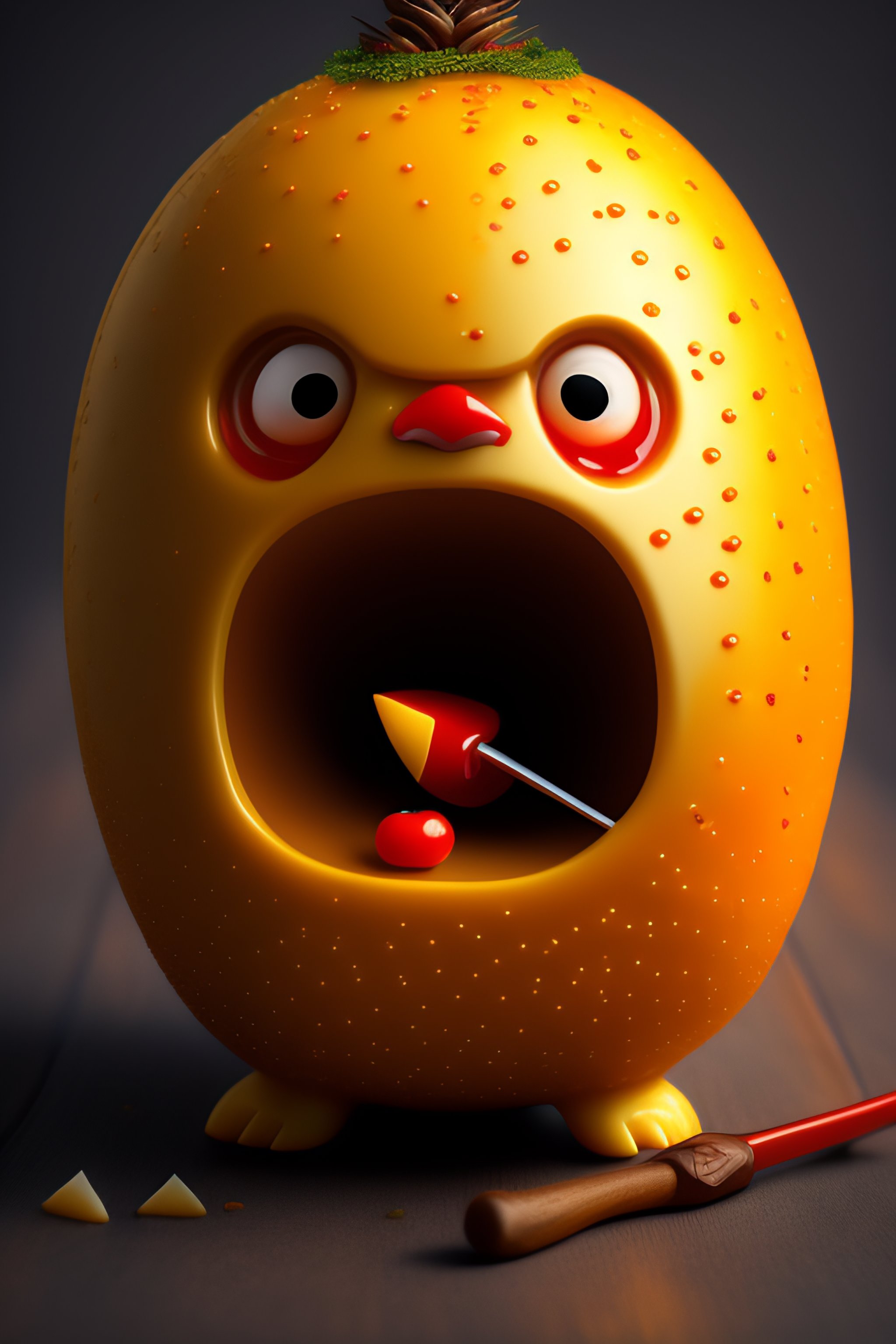 Lexica - Angry potato ugly with weapon scary