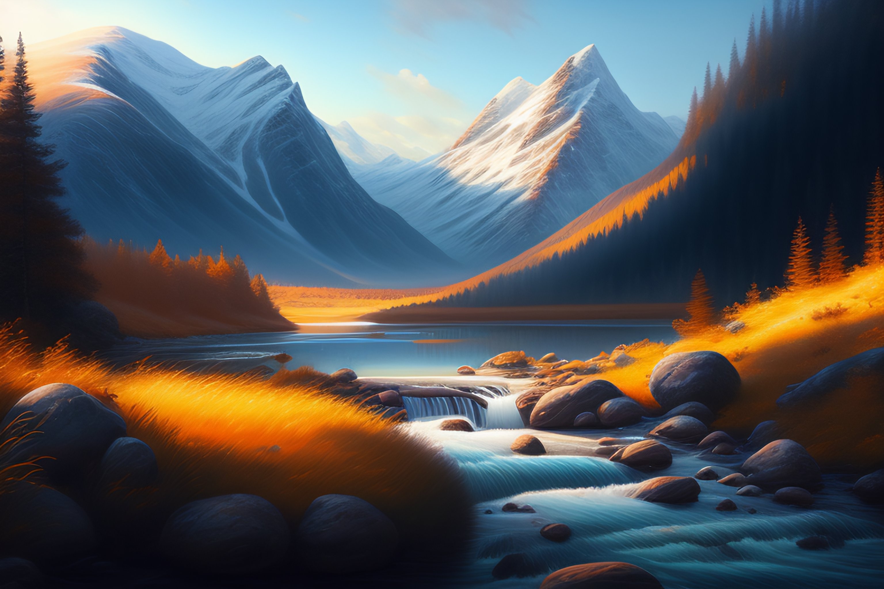 Lexica - Mountain river landscape, highly detailed, digital painting ...