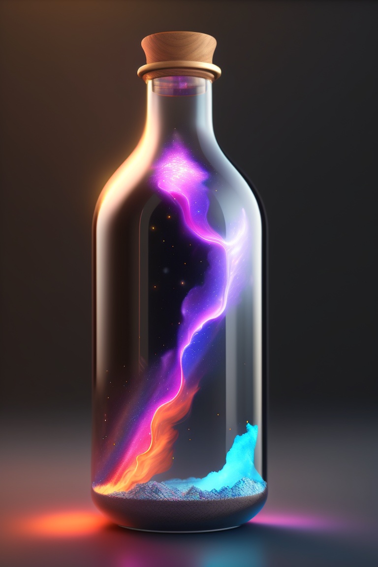 Lexica - Exploding nebula inside a glass bottle, unreal engine render