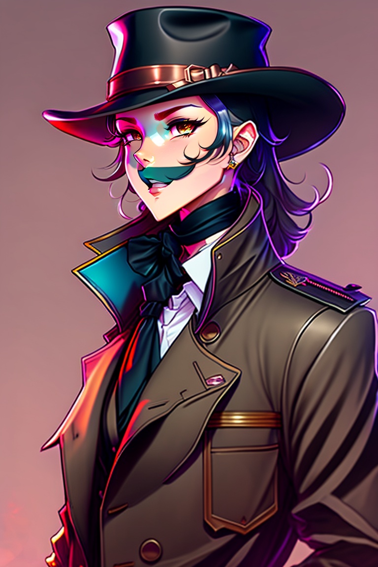 Lexica - Mustashed face girl, side burn, ultla detailed lineart 4k ...