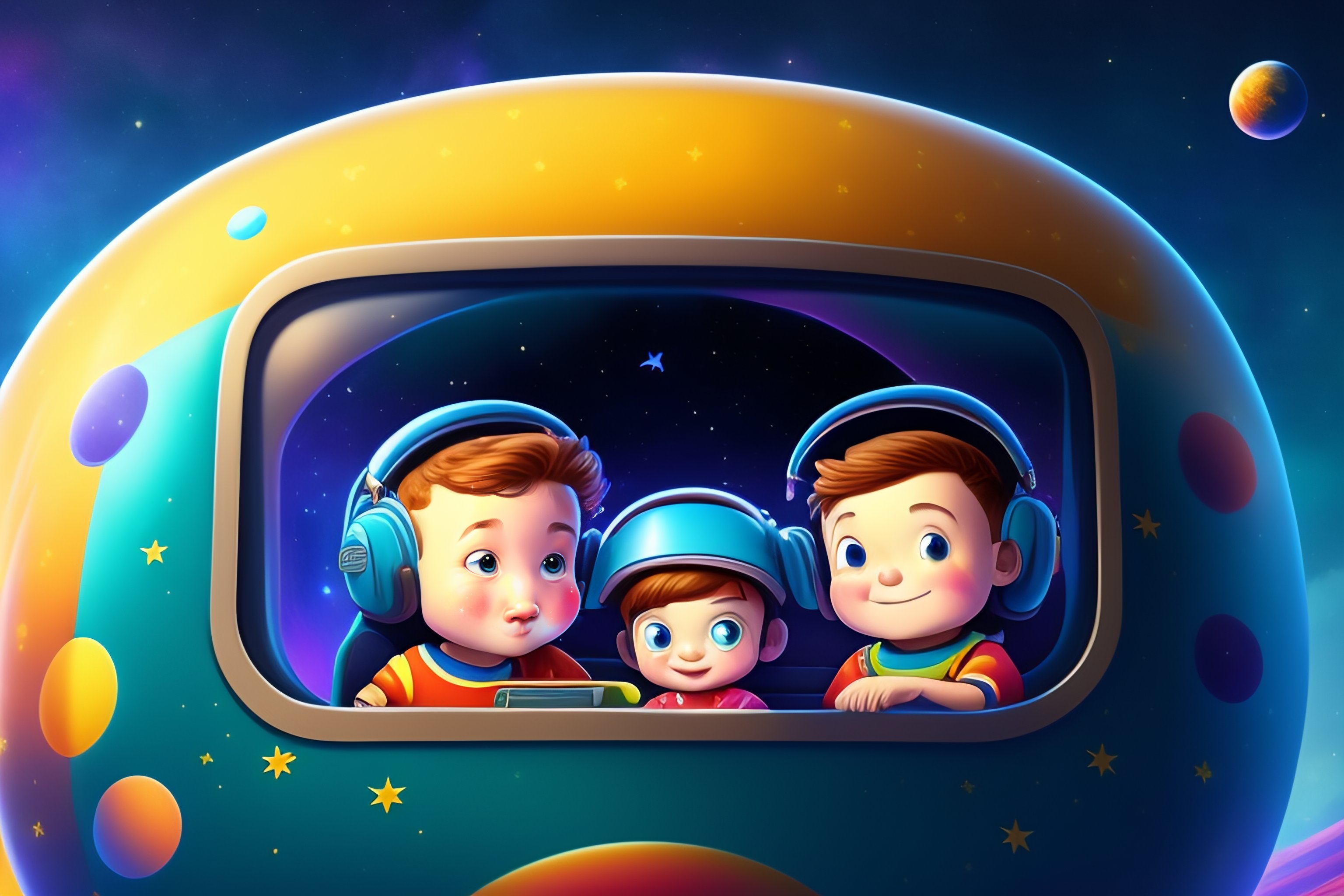 Lexica - Digital art of two kids, a boy and a girl, are flying through ...