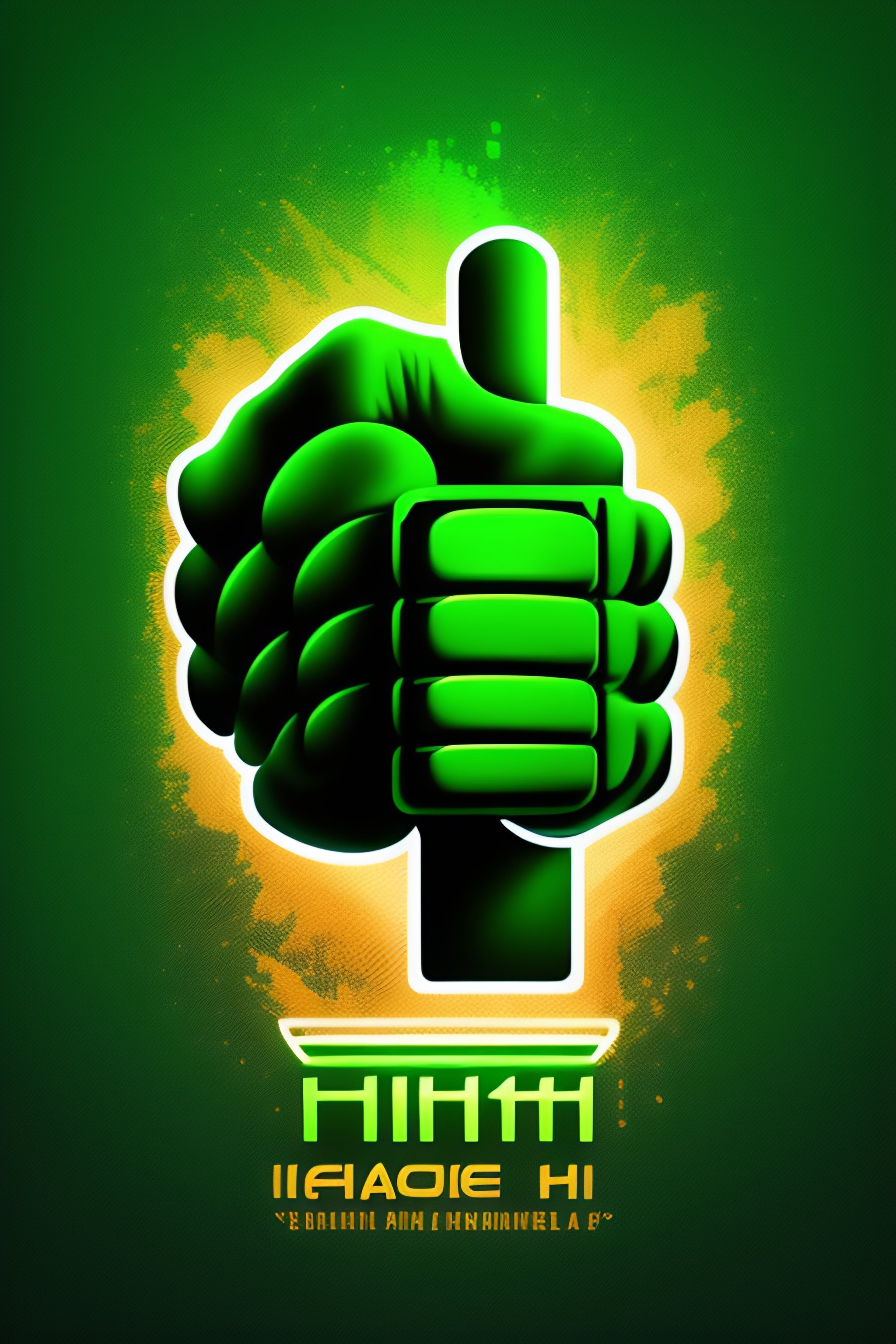 Lexica - Logo hand emoji 2d green fist pc