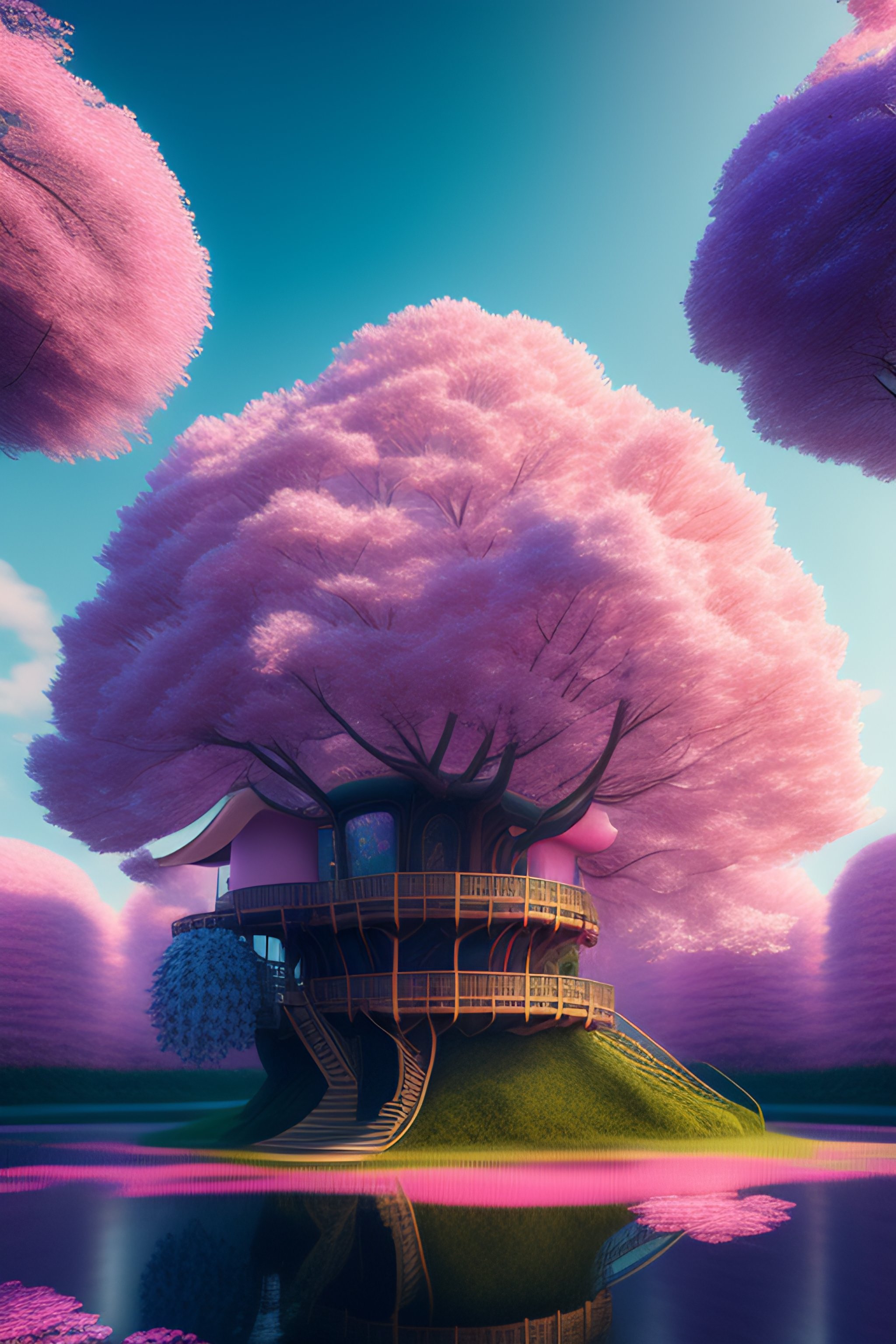 Lexica - THE CHERRY BLOSSOM TREE HOUSE + beautiful ornate treehouse in ...