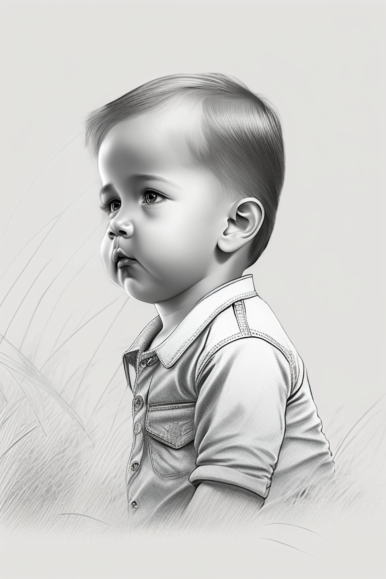 Lexica - Drawing of boy, playing, sketch