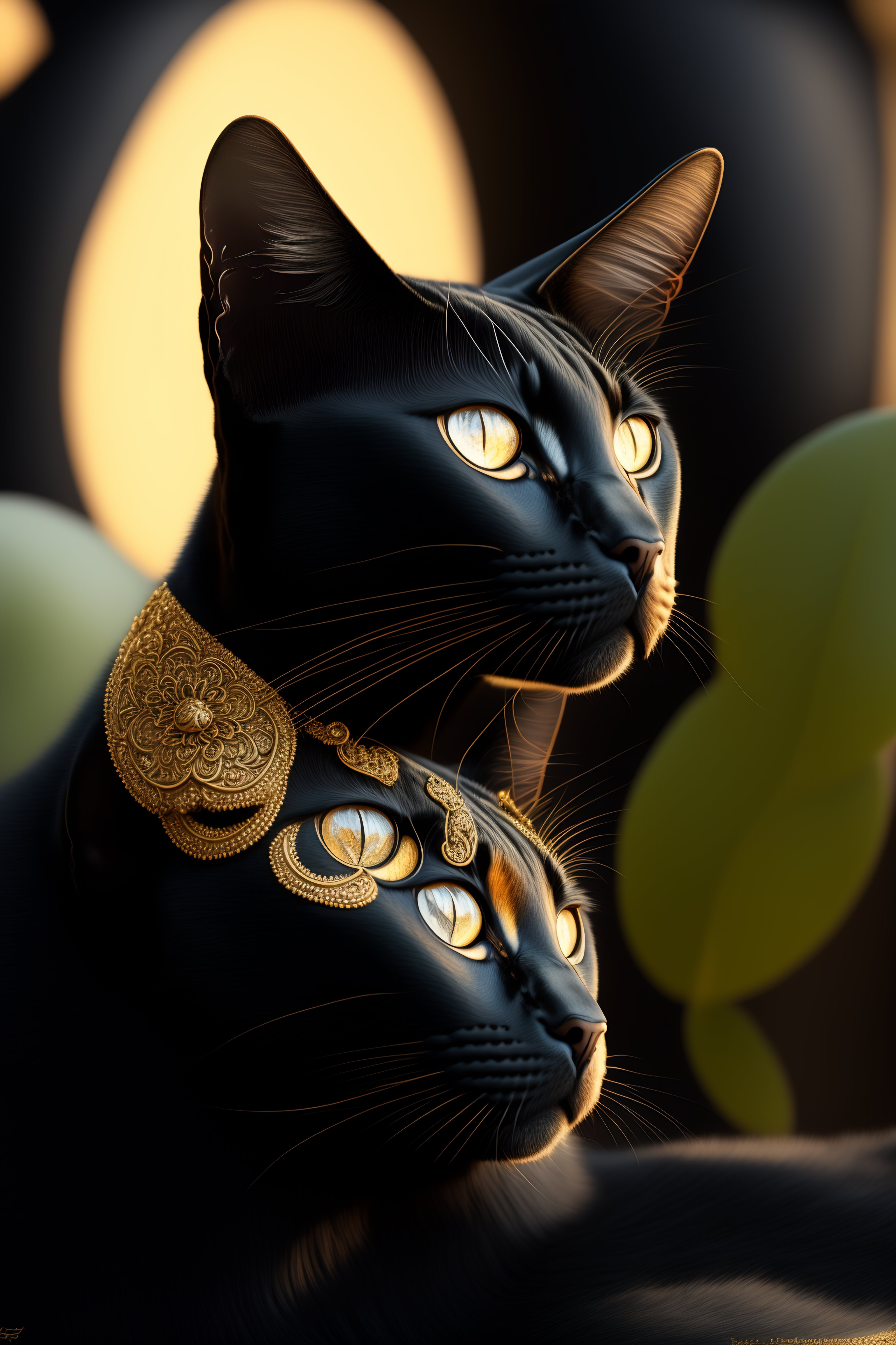 Lexica - Majestic black cat, photo realistic eyes, background, zen ...