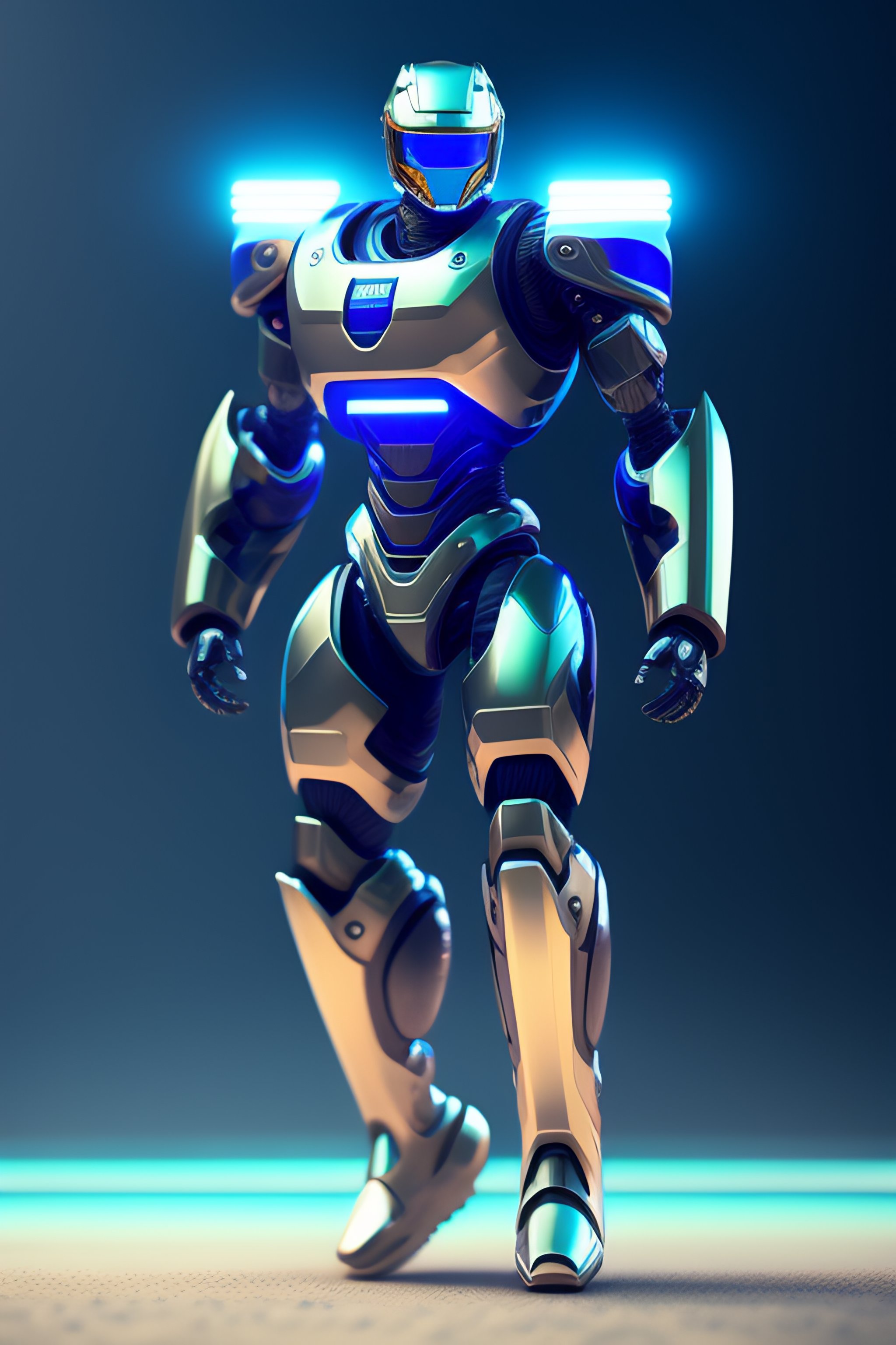 Lexica - A robot footballer, kicking techy football, ocean, deep, blue ...