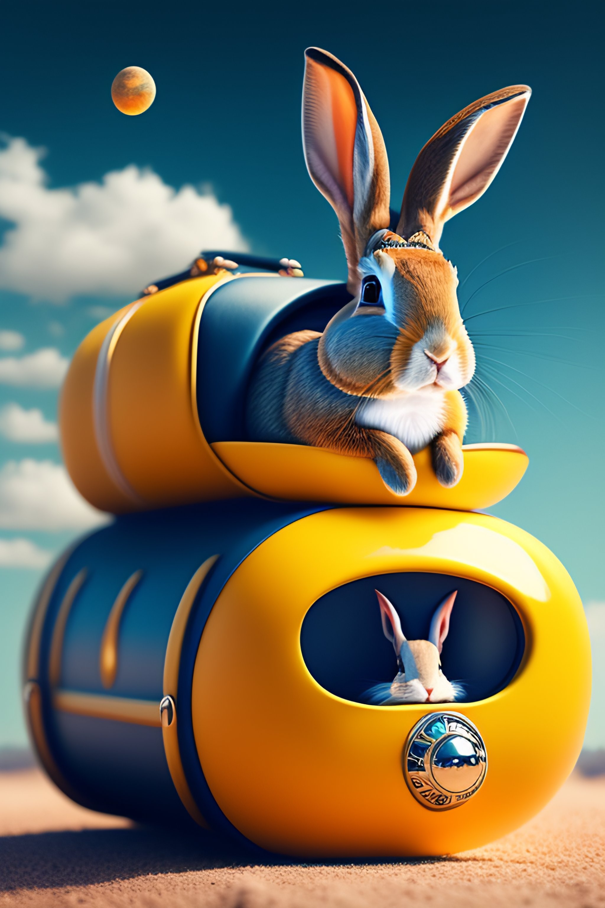 Lexica - Rabbit king traveling in his rocket in the universe