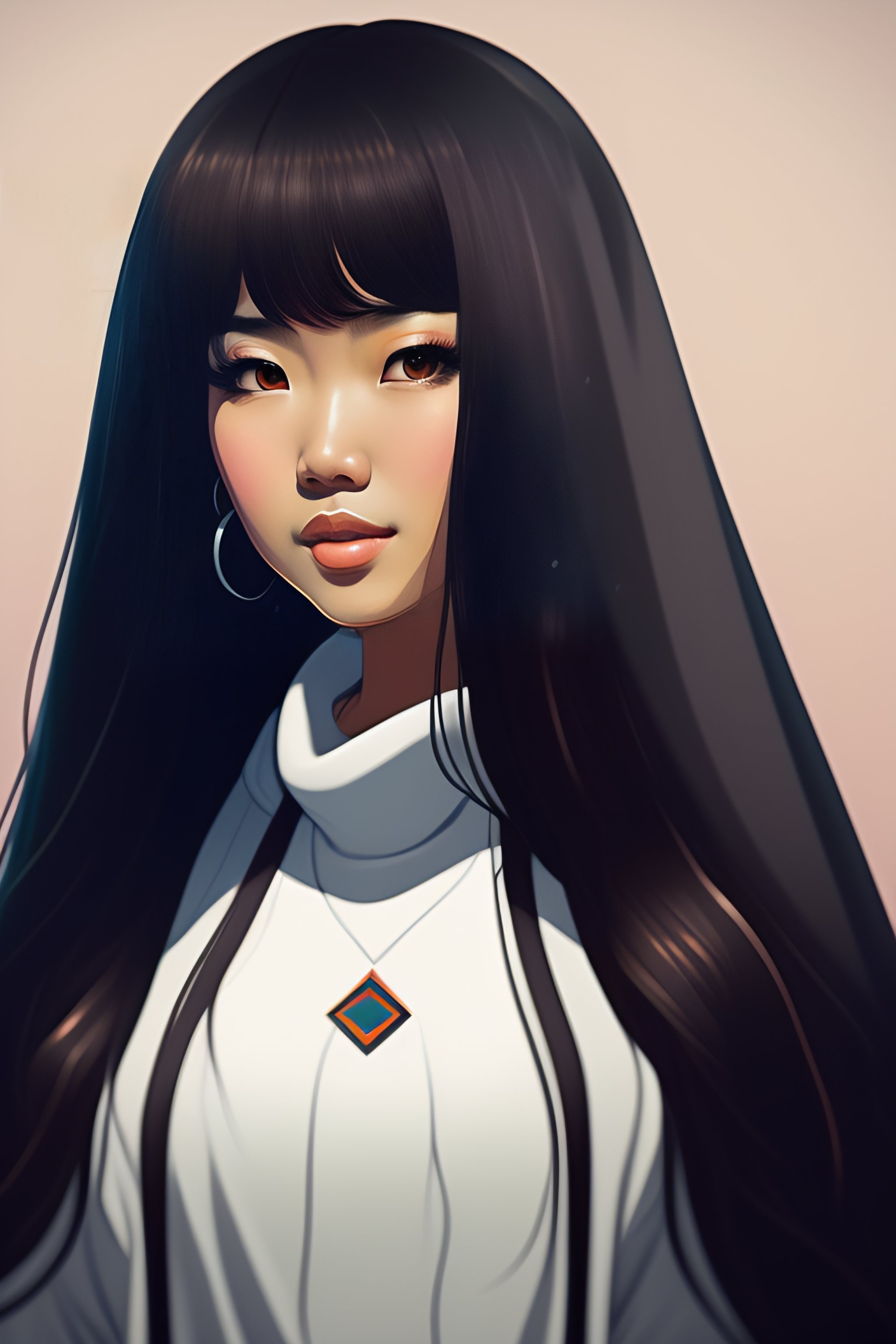 Lexica - Portrait of a beautiful LAOTIAN girl with very long hair and ...