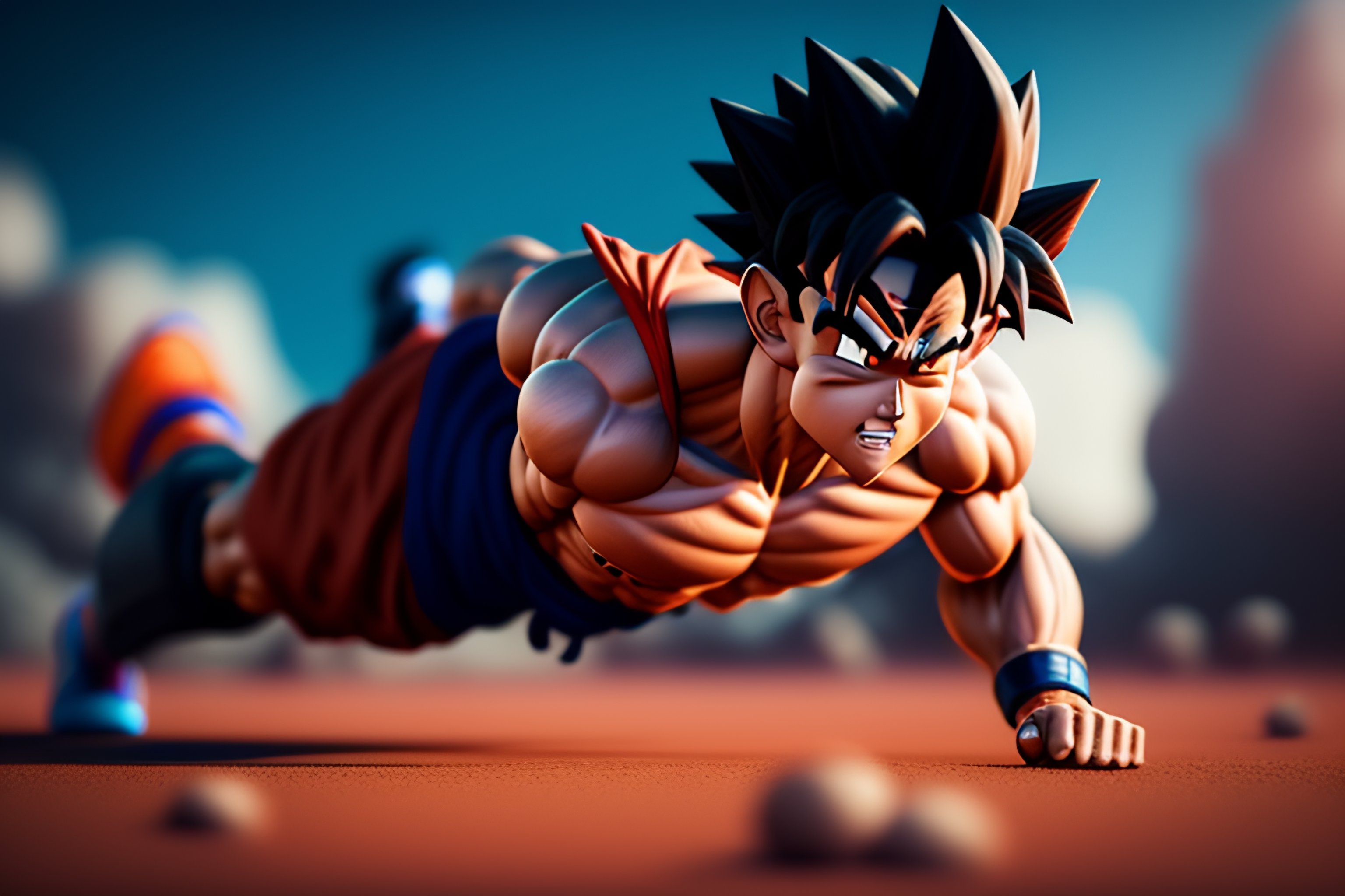 Lexica - Goku pushups on a stick, manga, ultra realistic, concept art ...