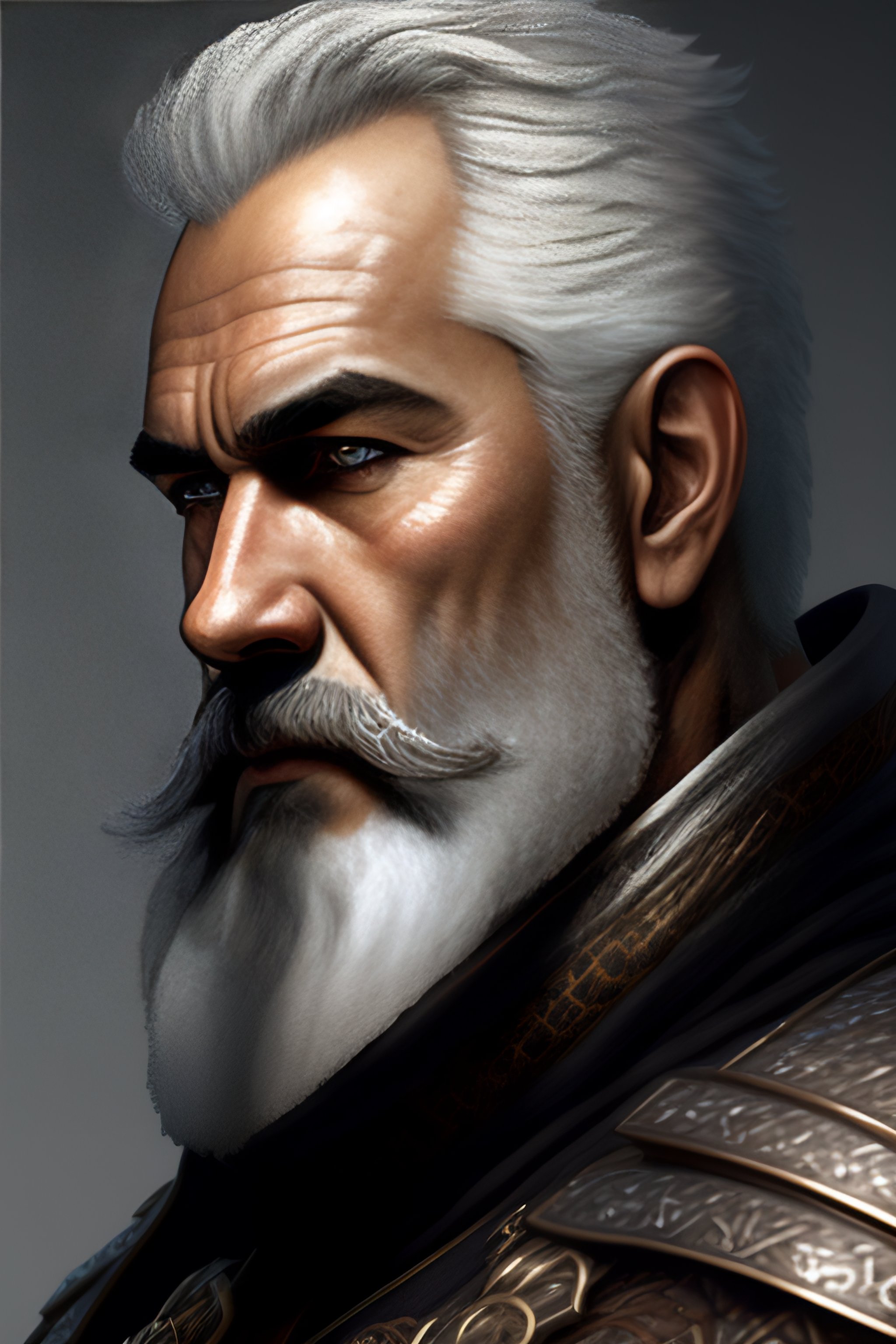 Lexica - A grizzled, weathered man with Short cropped hair, dark with a ...