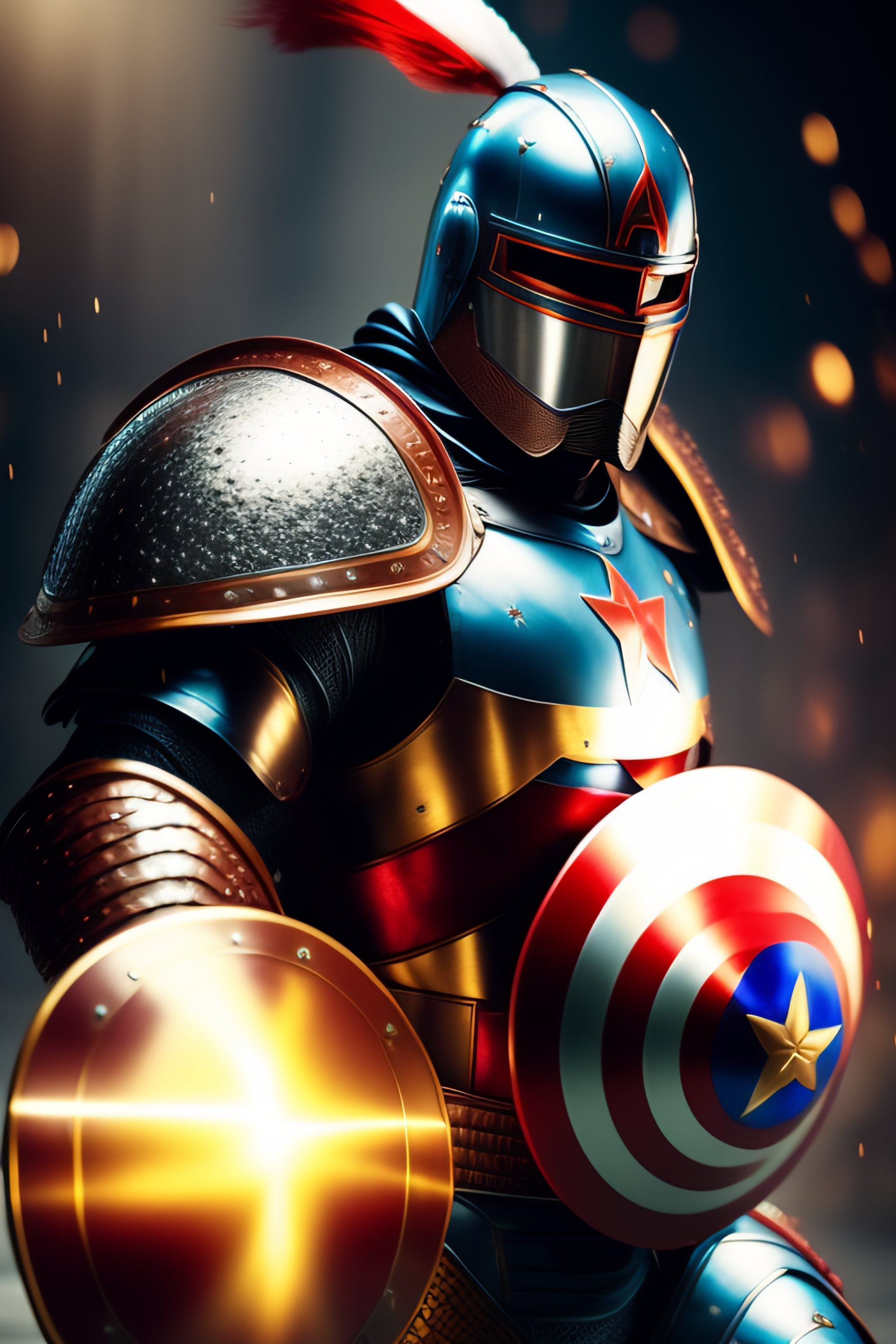 Lexica - Action shot of a knight wearing full plate armour throwing his ...