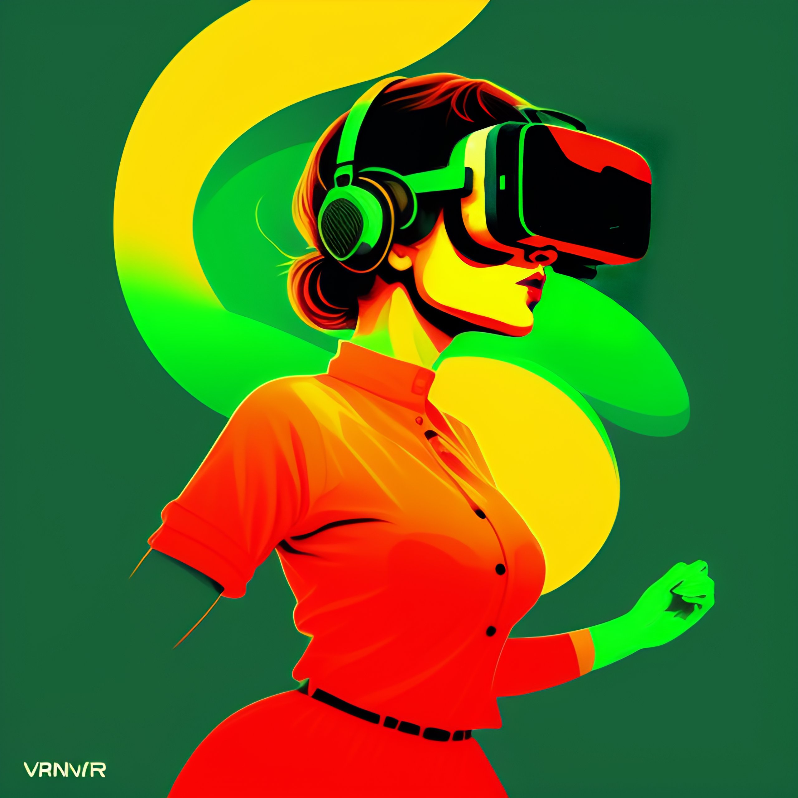 Lexica - Woman dancing with a vr headset, style of laurie greasley ...