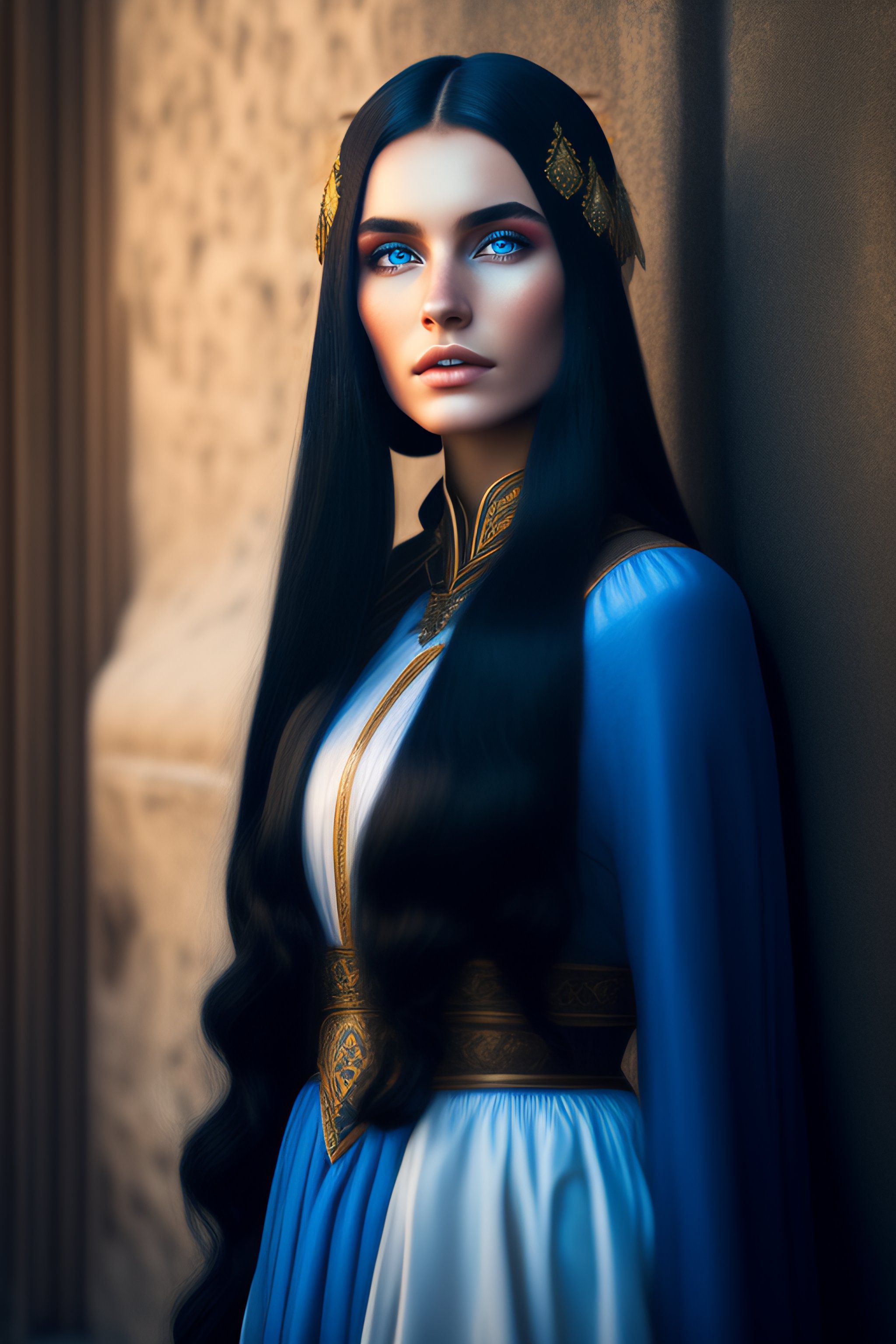 Lexica - Deep dark fantasy, european girl with long black hair, white ...