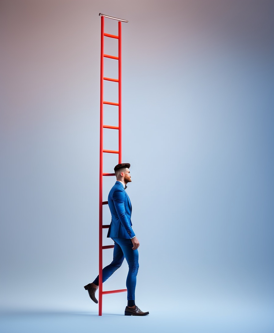 Lexica - Minimalistic style, man climbing a ladder