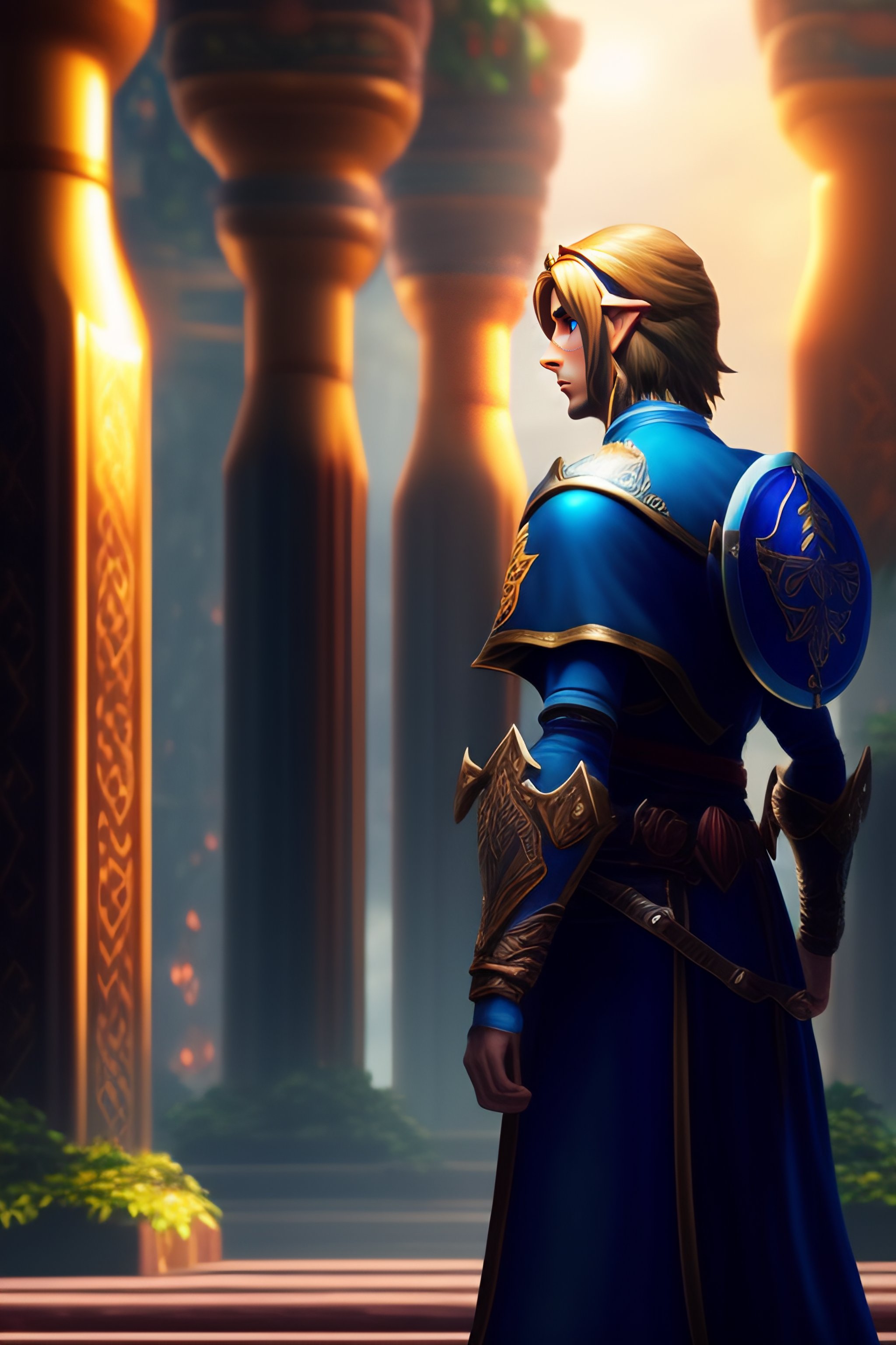 Lexica - Link from the legend of zelda, standing in the temple of time.