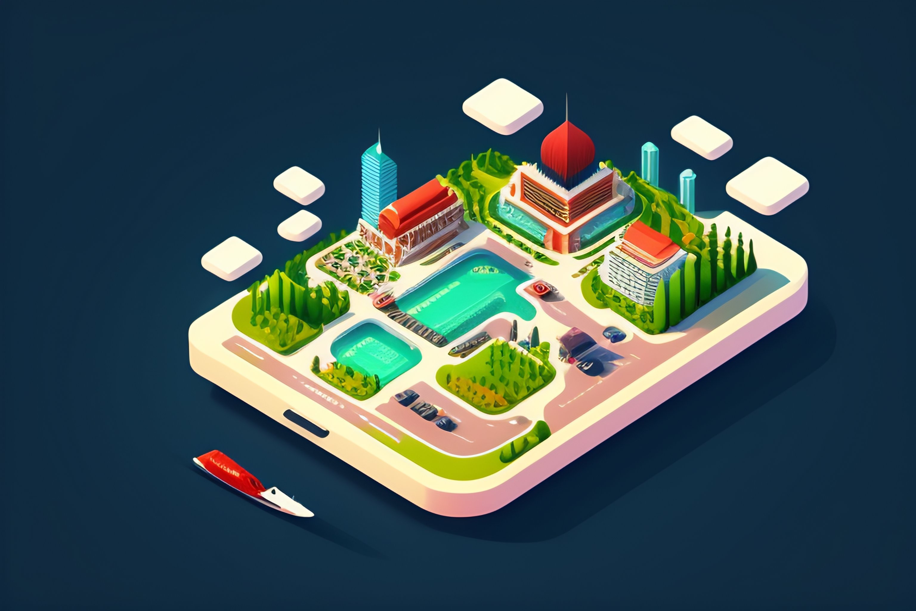 Lexica - Isometric view illustration on Silicon Valley