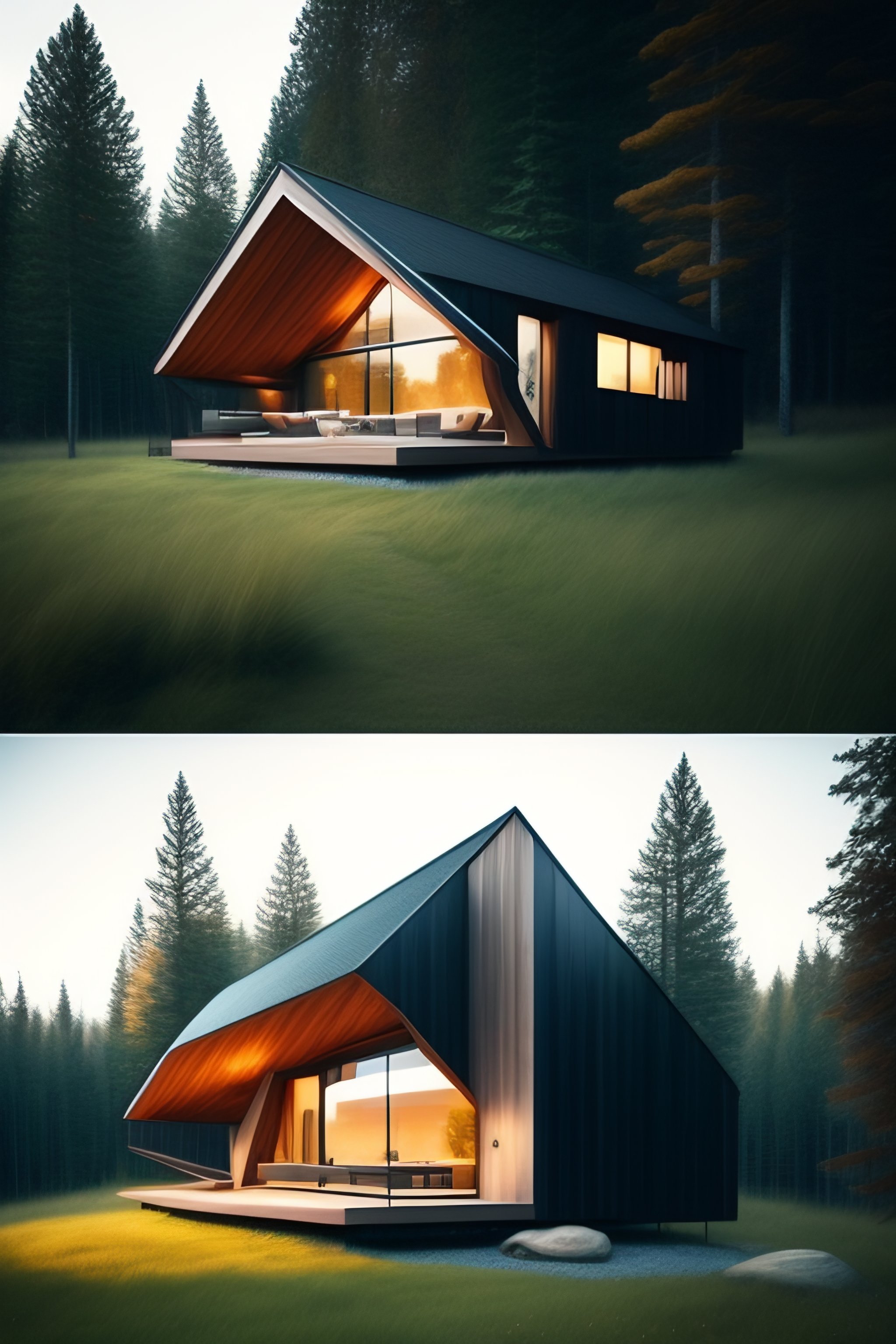 Lexica - Realistic modern cabin in the woods