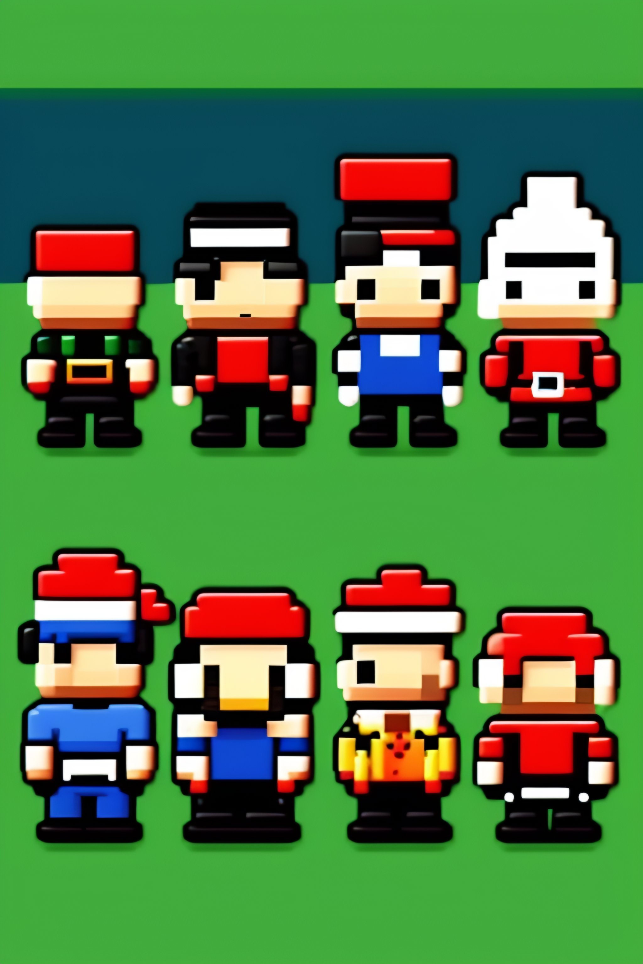 Lexica - 8 bit Sprite Konami characters on christmas attire