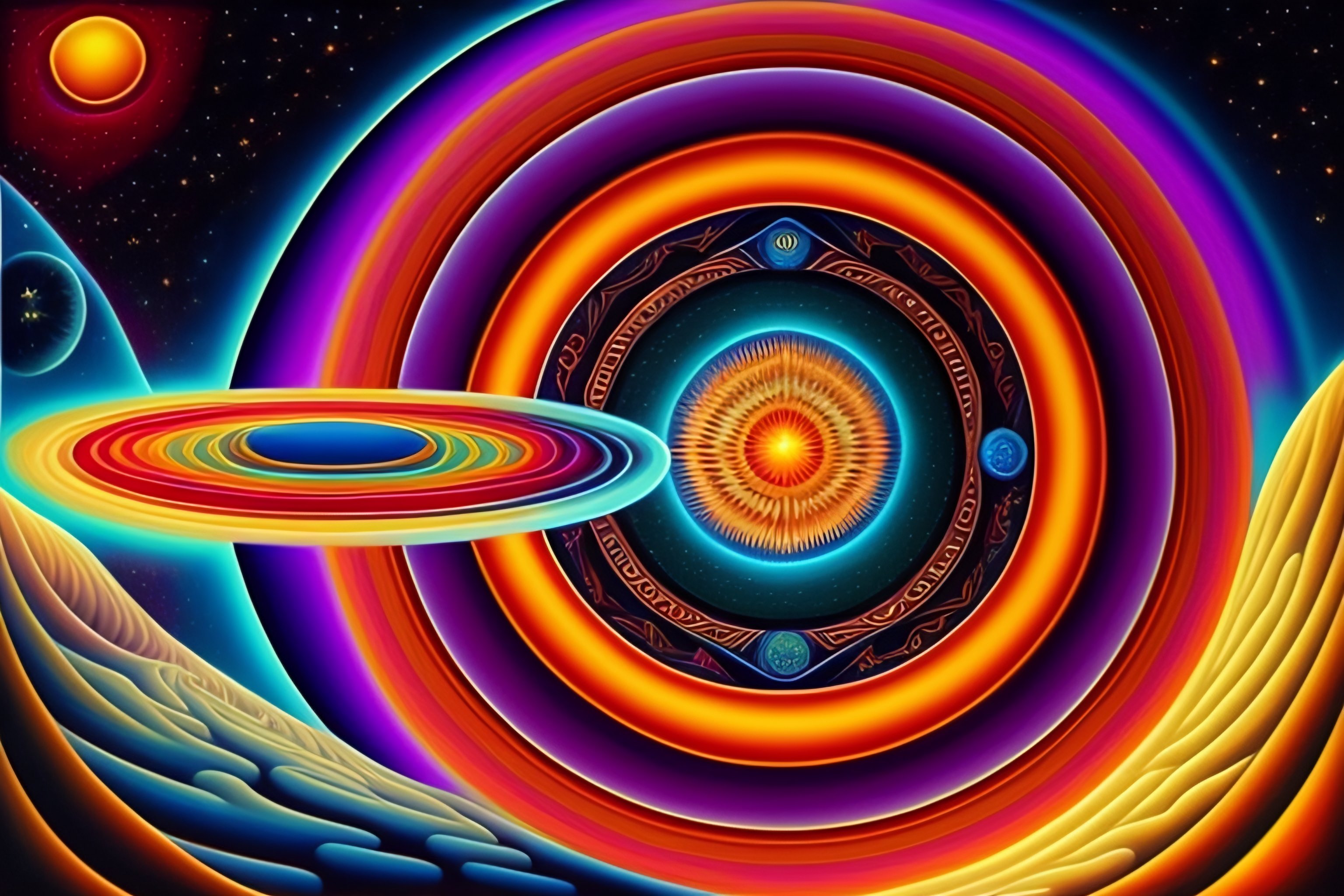 Lexica - Dream, dmt, lsd, painting, surreal, surrealism, planets, solar ...