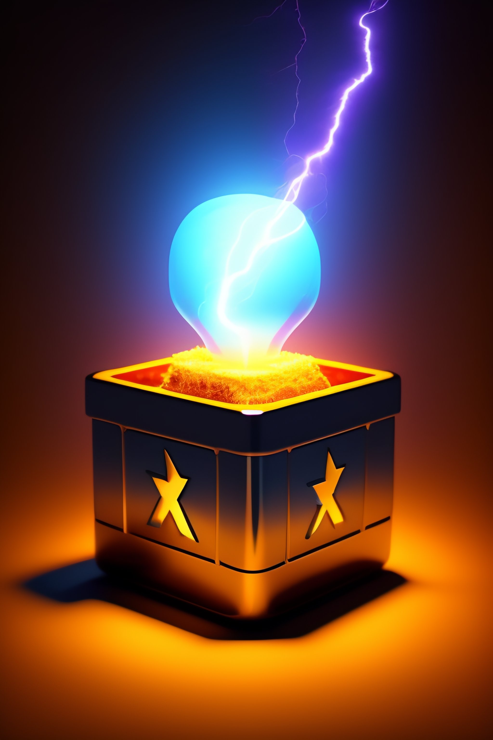 Lexica - Box with brain in it. Bolt of lightning hitting the top of the ...