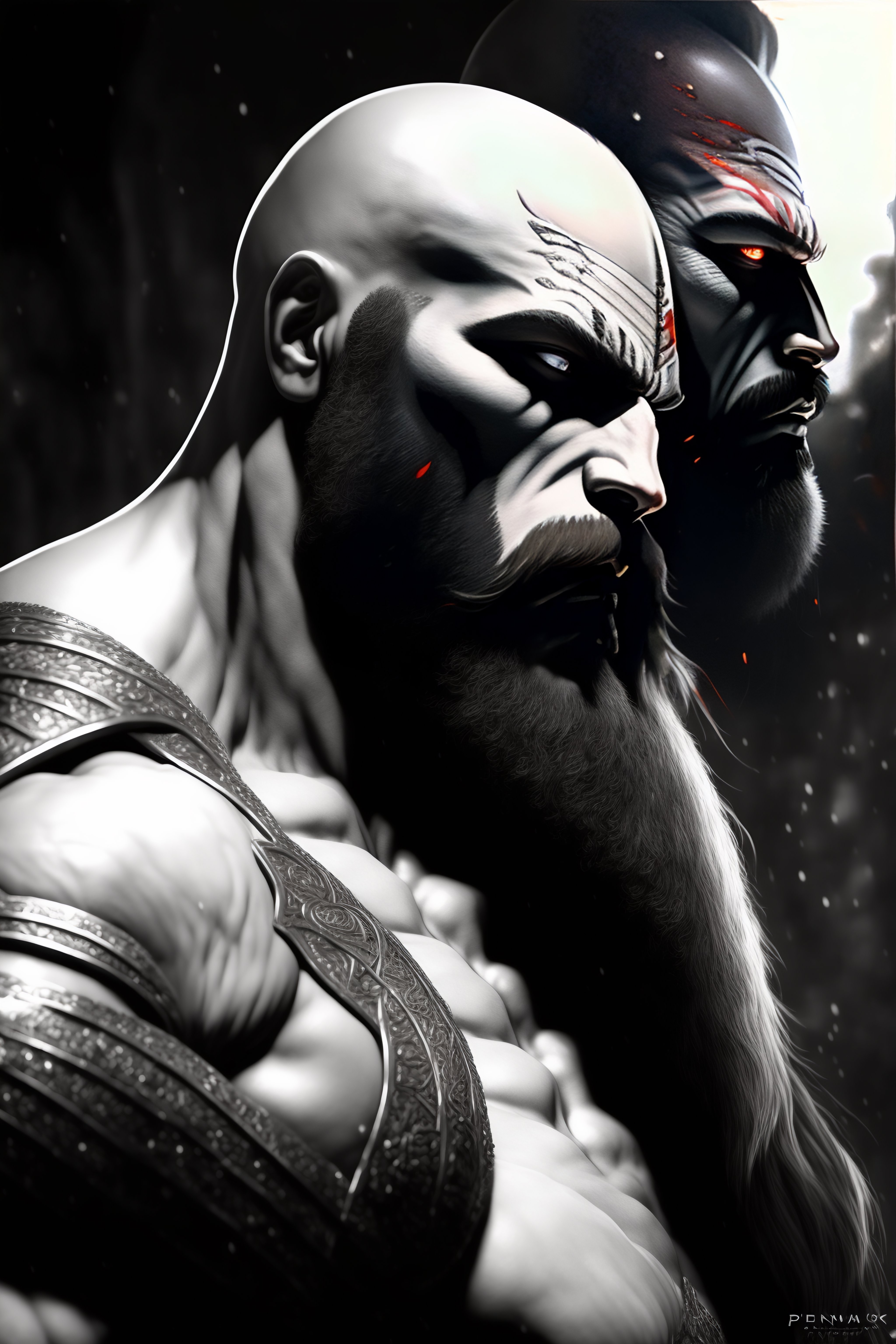 Lexica - God of war, kratos, fight scene still, manga, detailed drawing ...