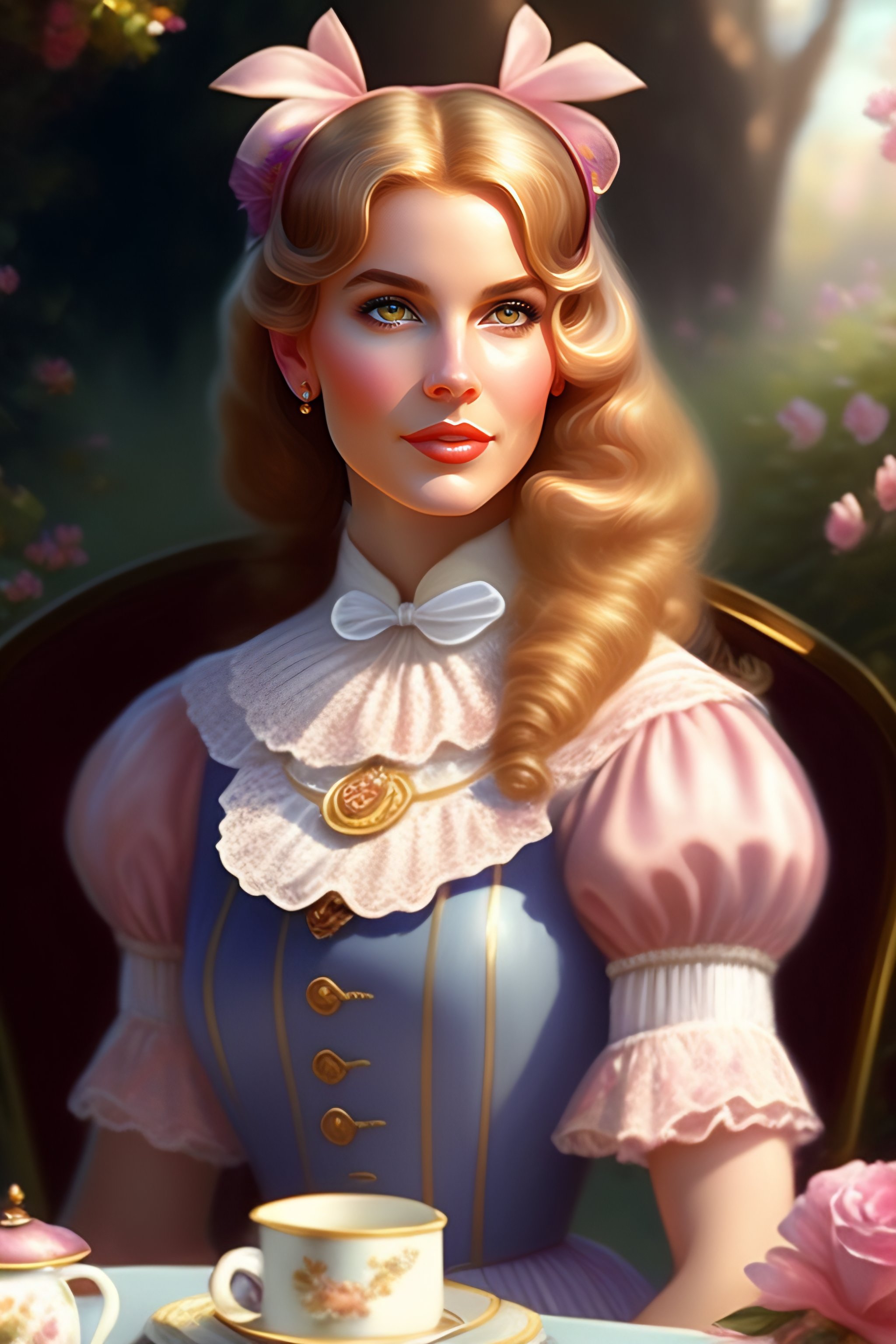 Lexica - “Alice at a tea party by Thomas Kinkade, Alice in Wonderland ...