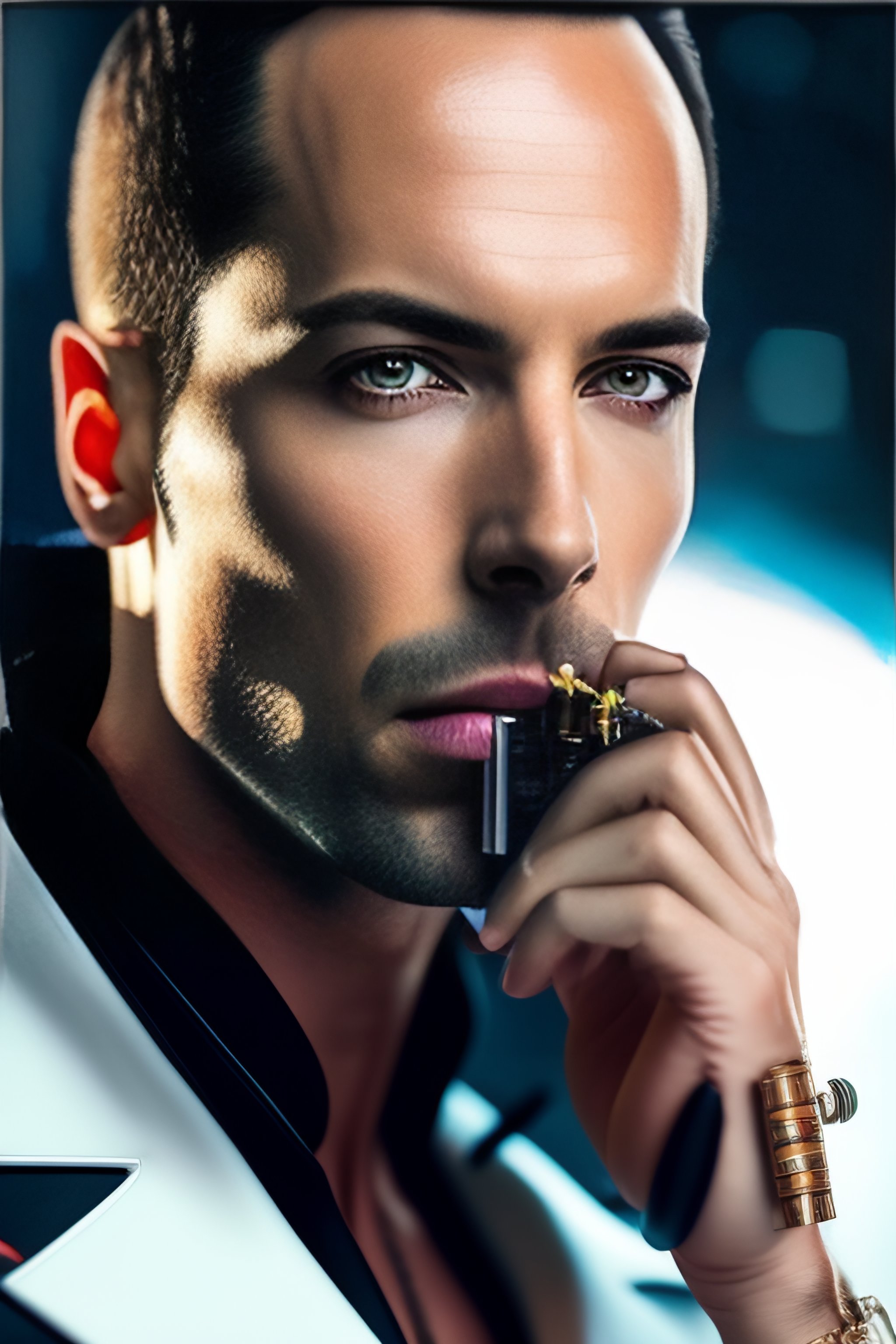 Lexica - A Andrew Tate, as a cyborg with a cigar in his hand