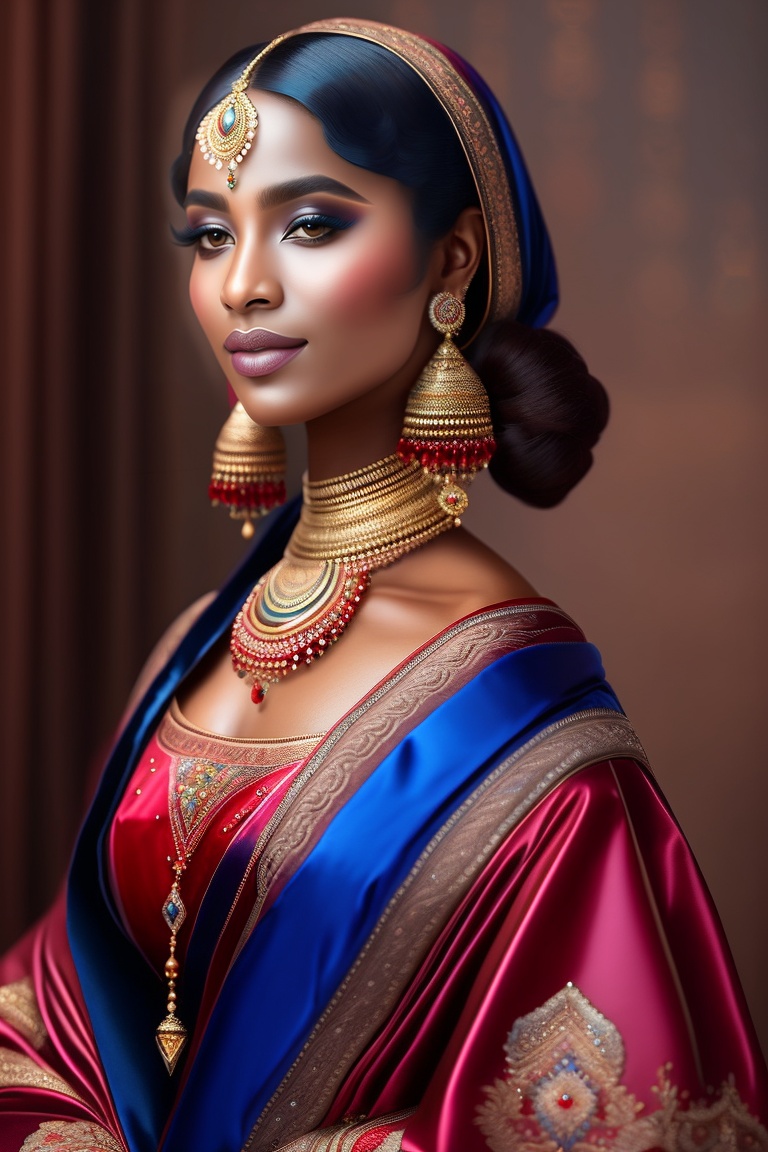 Lexica - A pakistani dark skin bride in 1910s,with guipure and lace ...