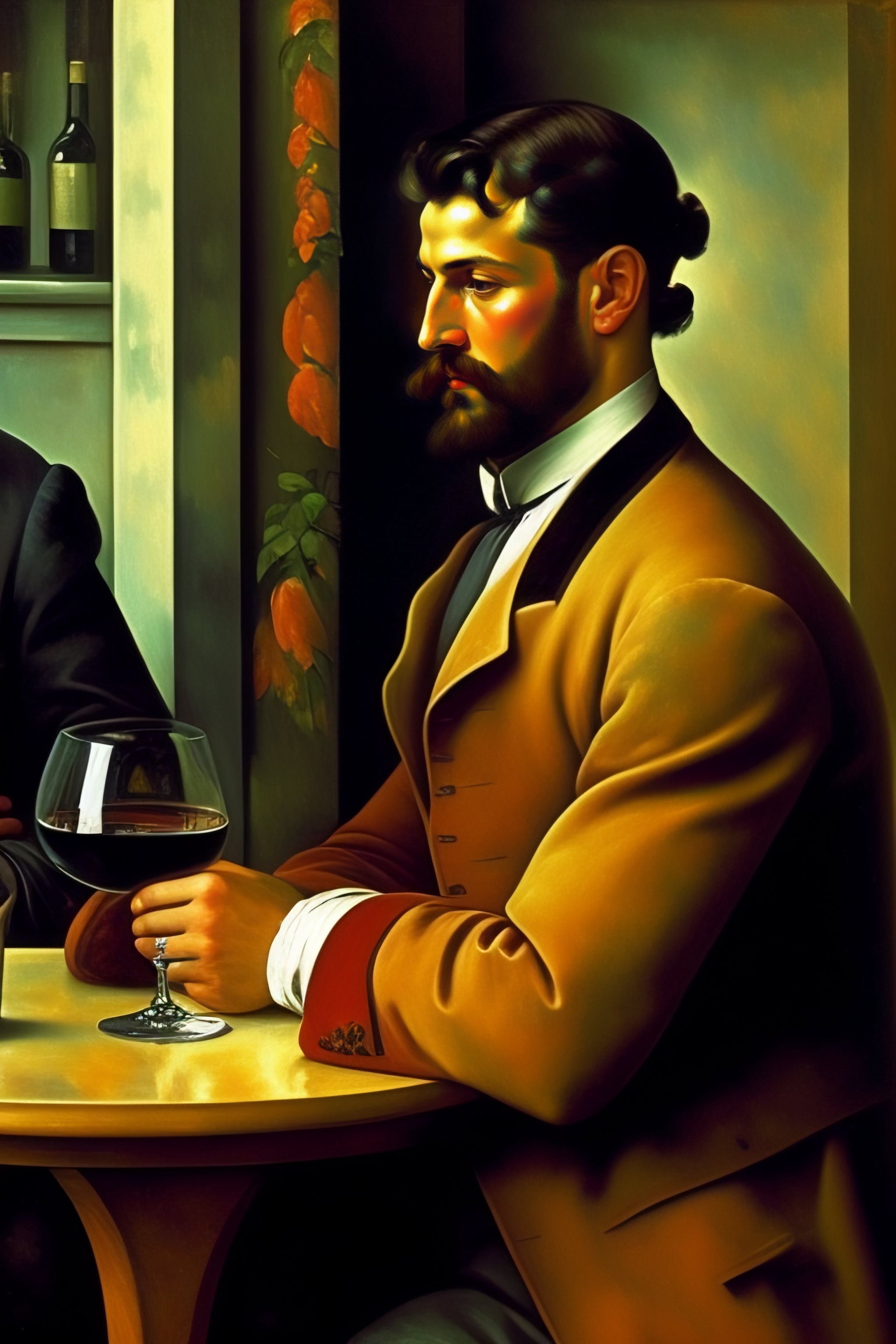 Lexica - Painting of two men drinking a glass of wine in a french ...