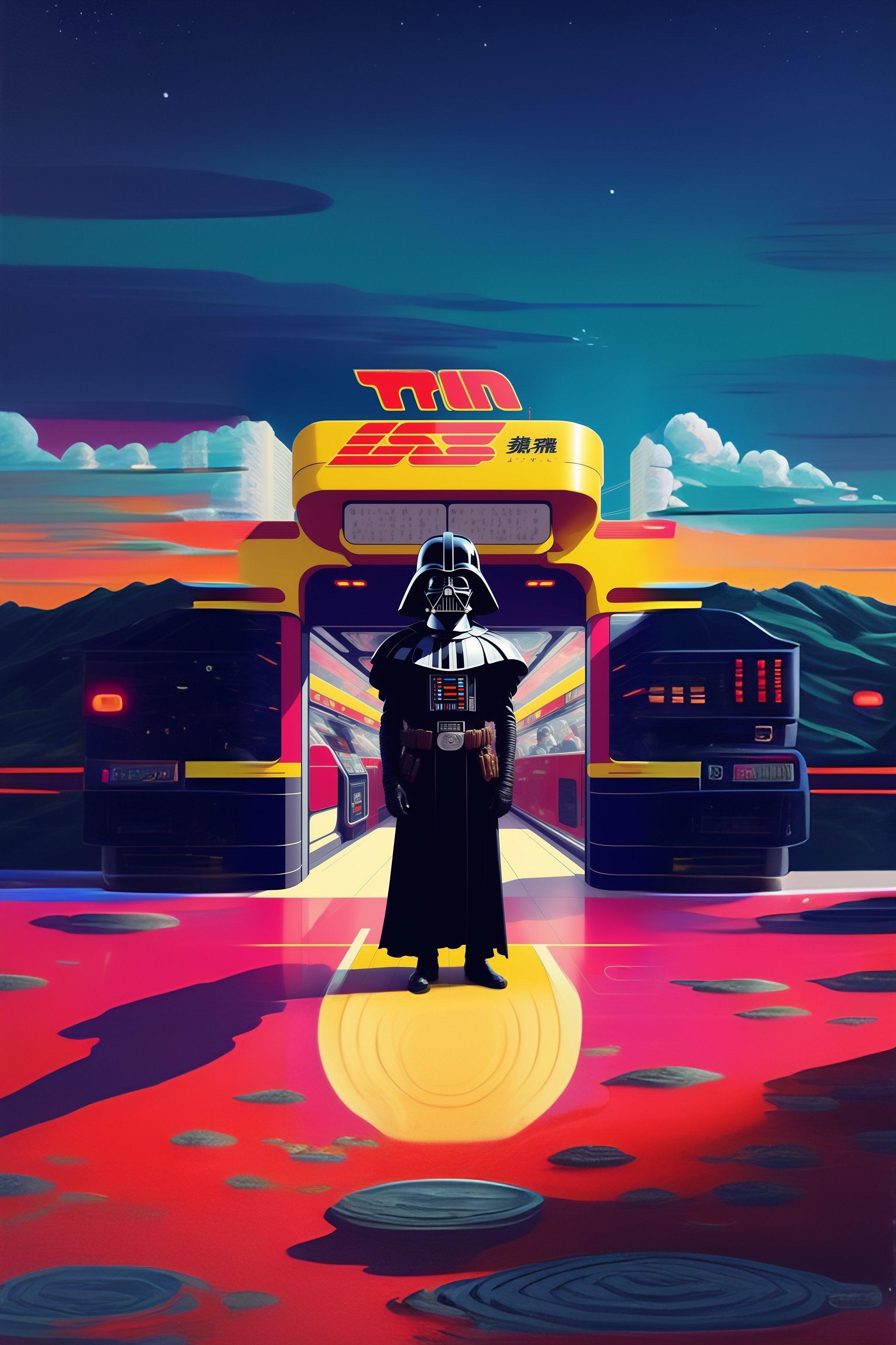 Lexica - Stylish Darth Vader in the style of 90's vintage anime ...