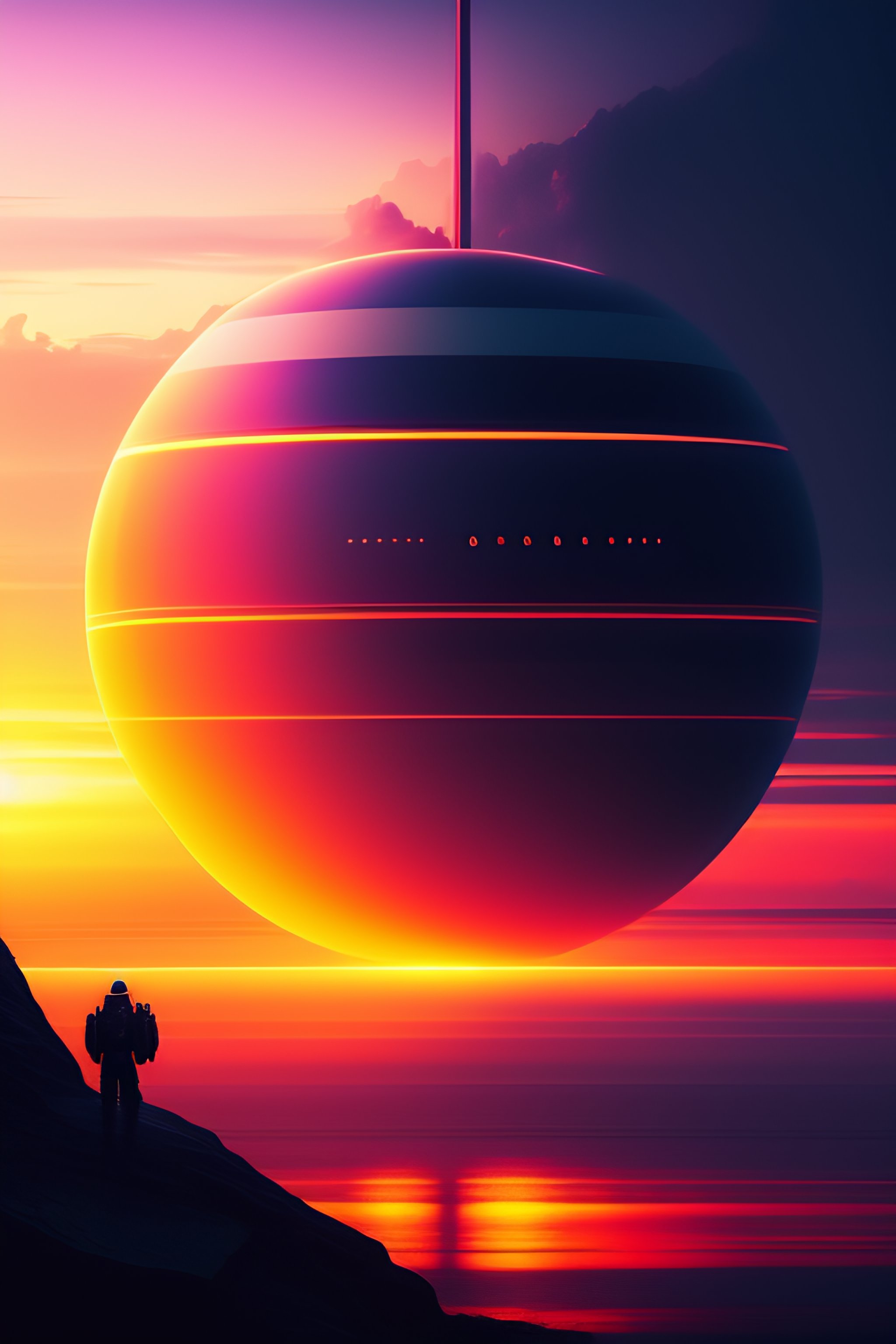 Lexica - Cinematic, cyberpunk, futuristic, horizon, sunset