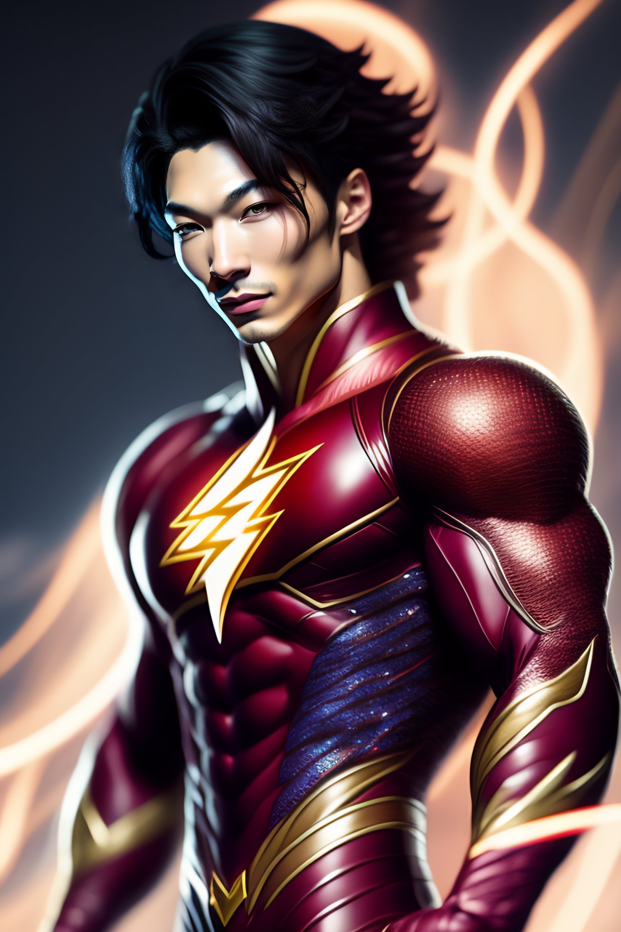Lexica - Full body potrait of ezra miller as super muscular flash anime ...