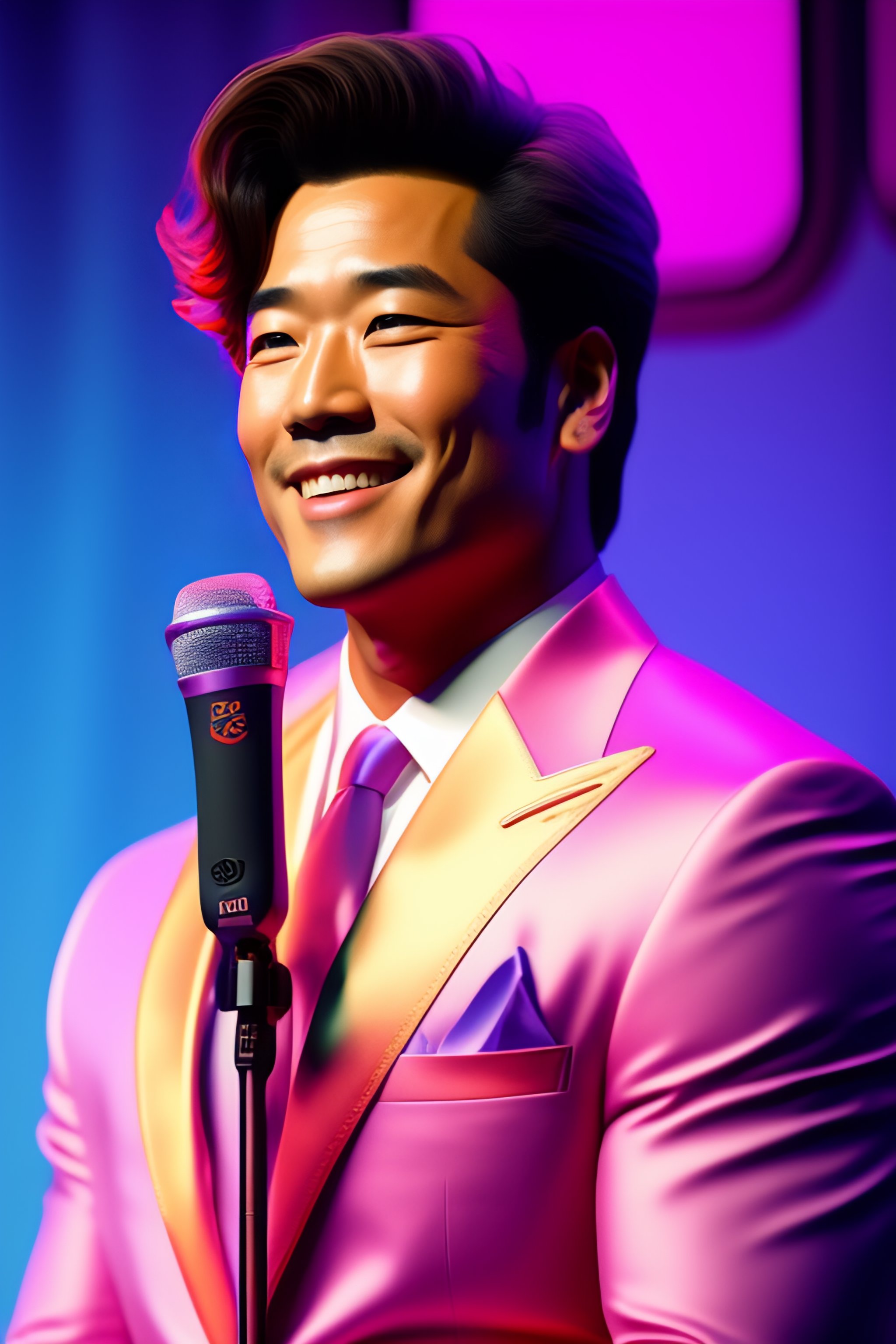 Lexica - A handsome comedian with a microphone, pastel aesthetic ...