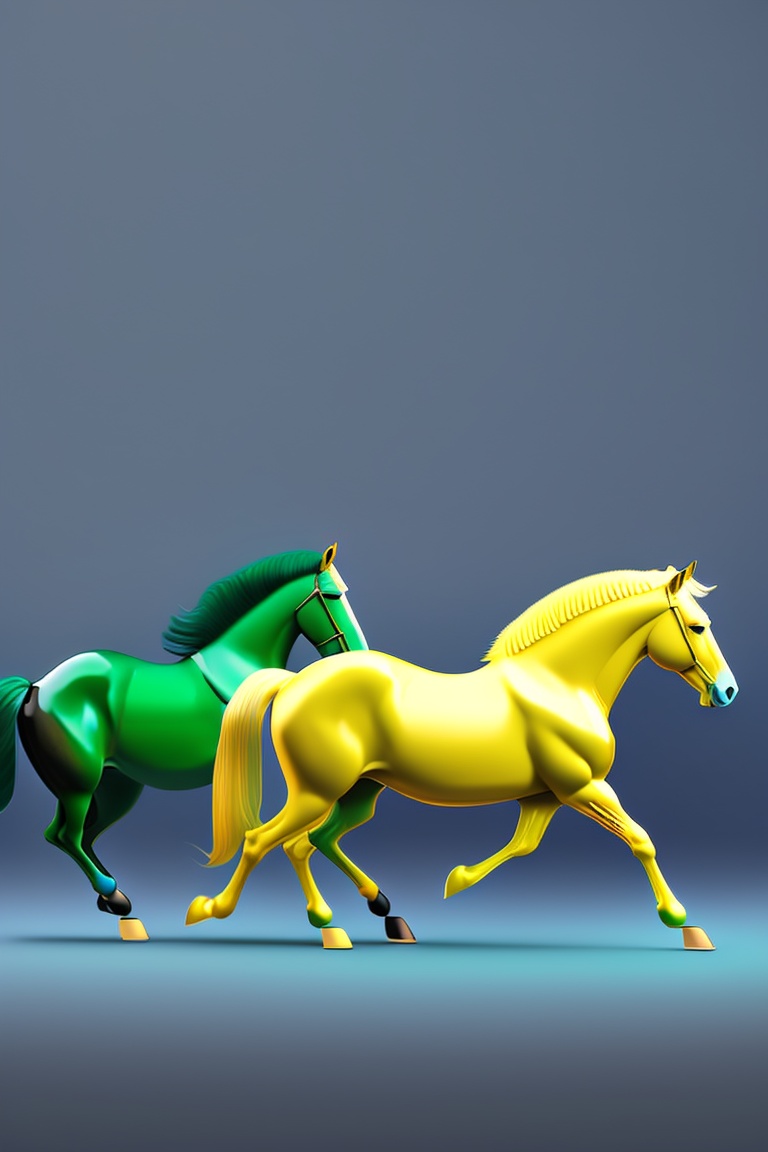 Lexica - One yellow horse, One green horse and One blue horse. No ...