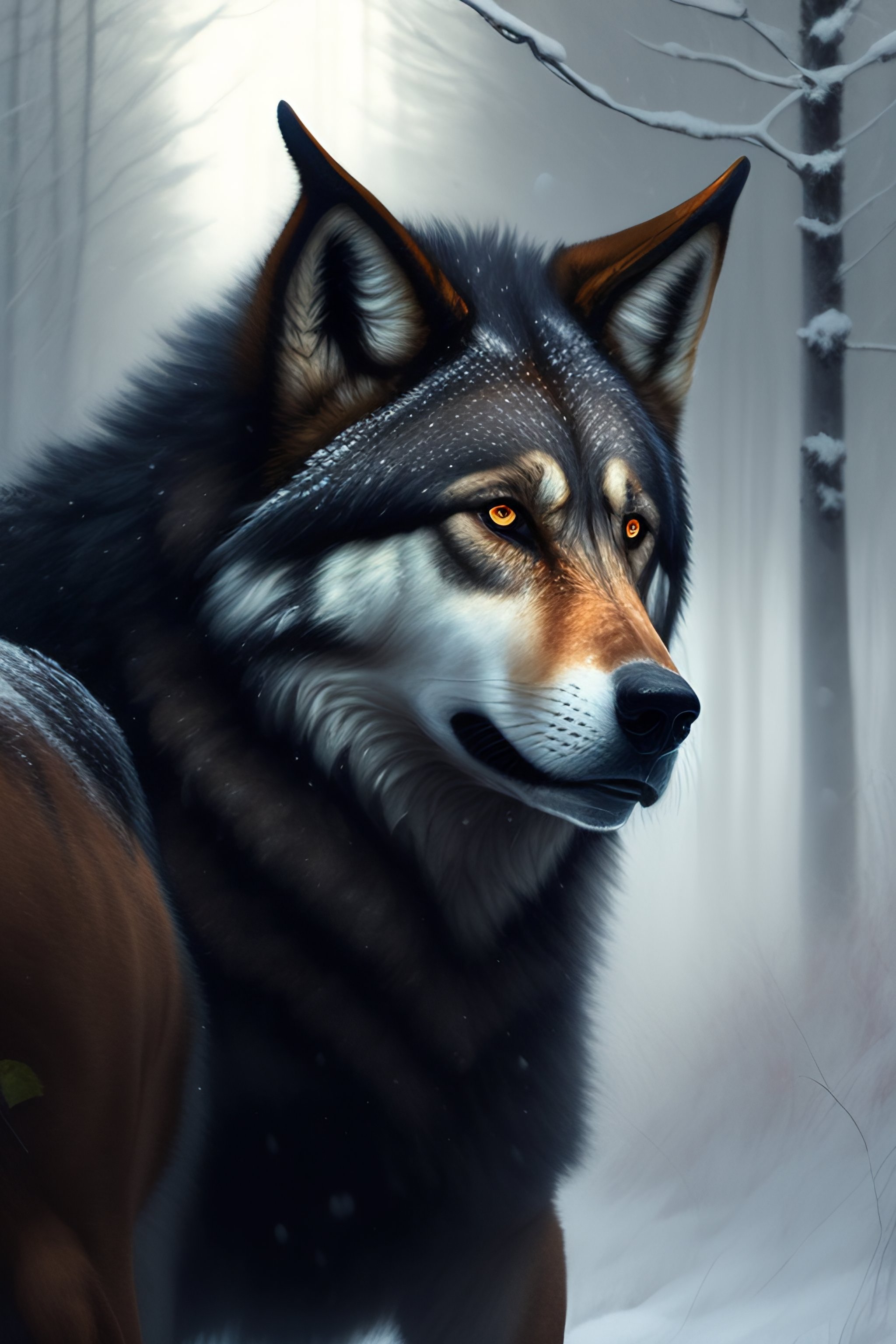 Lexica - Portrait of human transforming into werewolf Jakub Rozalski style