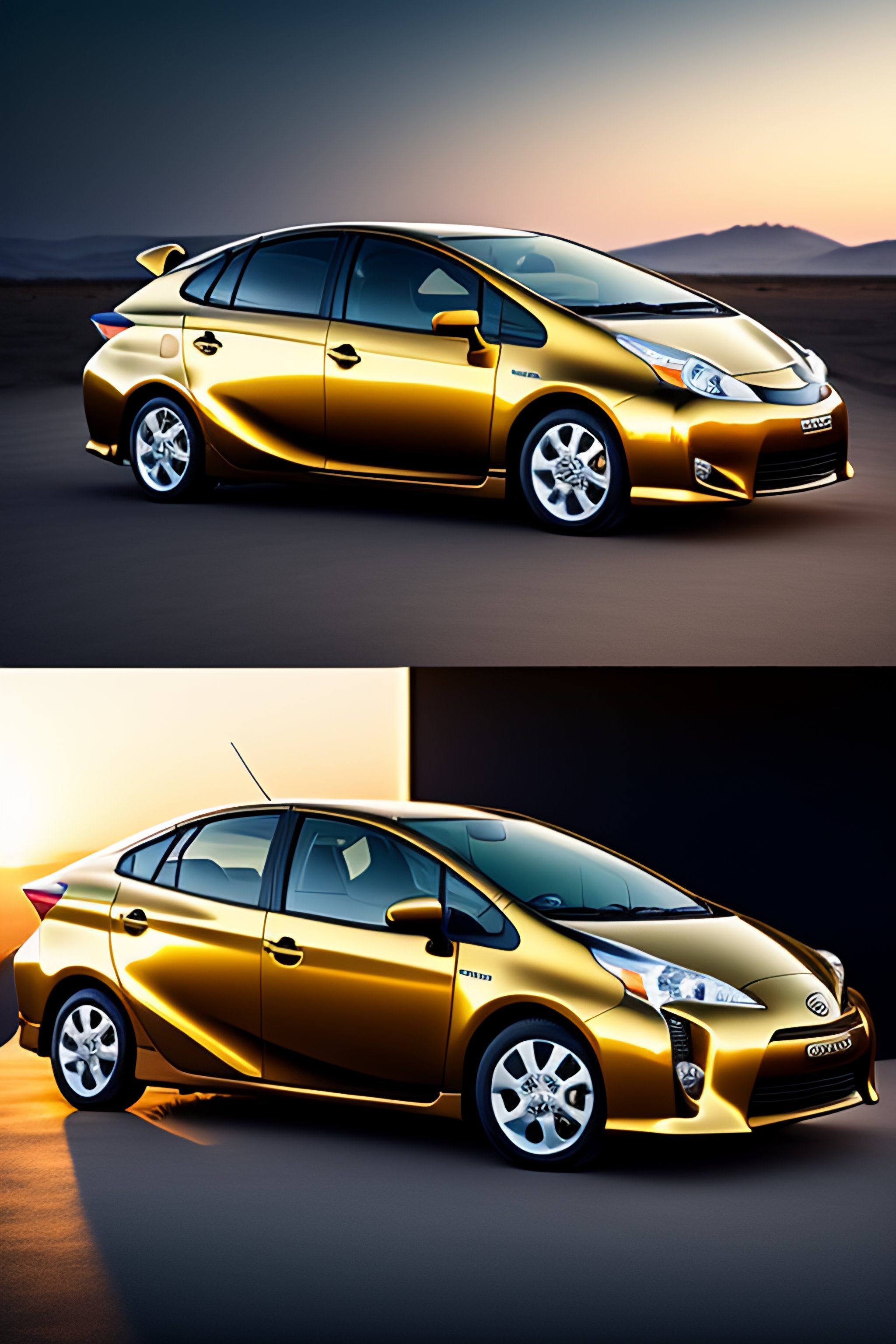 Lexica - A 2008 Toyota Prius car in gold color that looks like an airplane